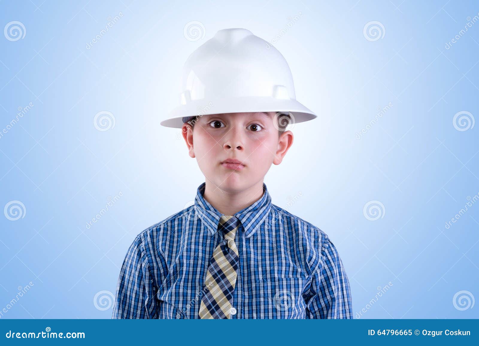Aspiring Young Engineer in Hardhat and Necktie Stock Image - Image of ...