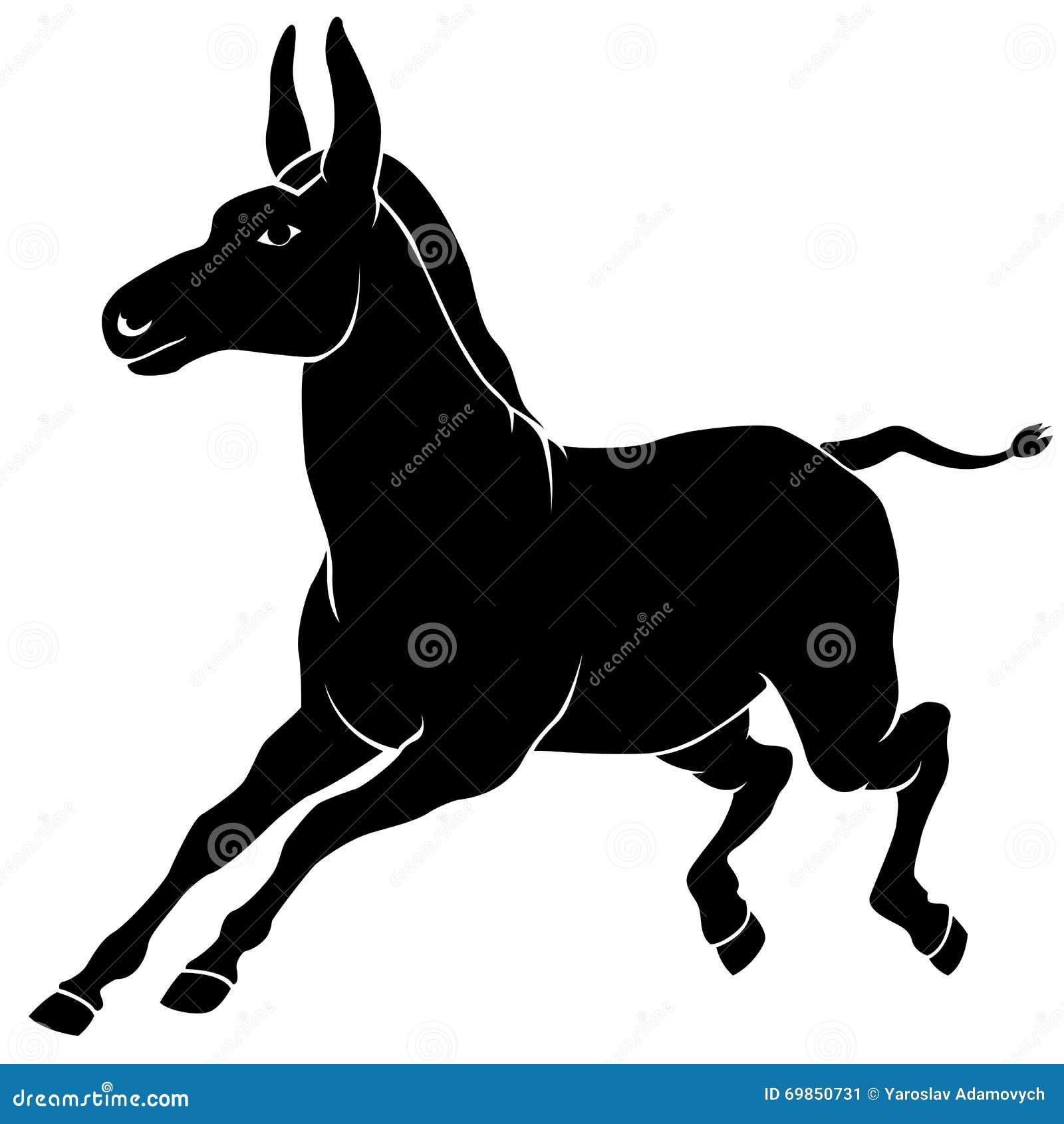 Donkey Black Silhouette Running Stock Vector - Illustration of hoofed ...
