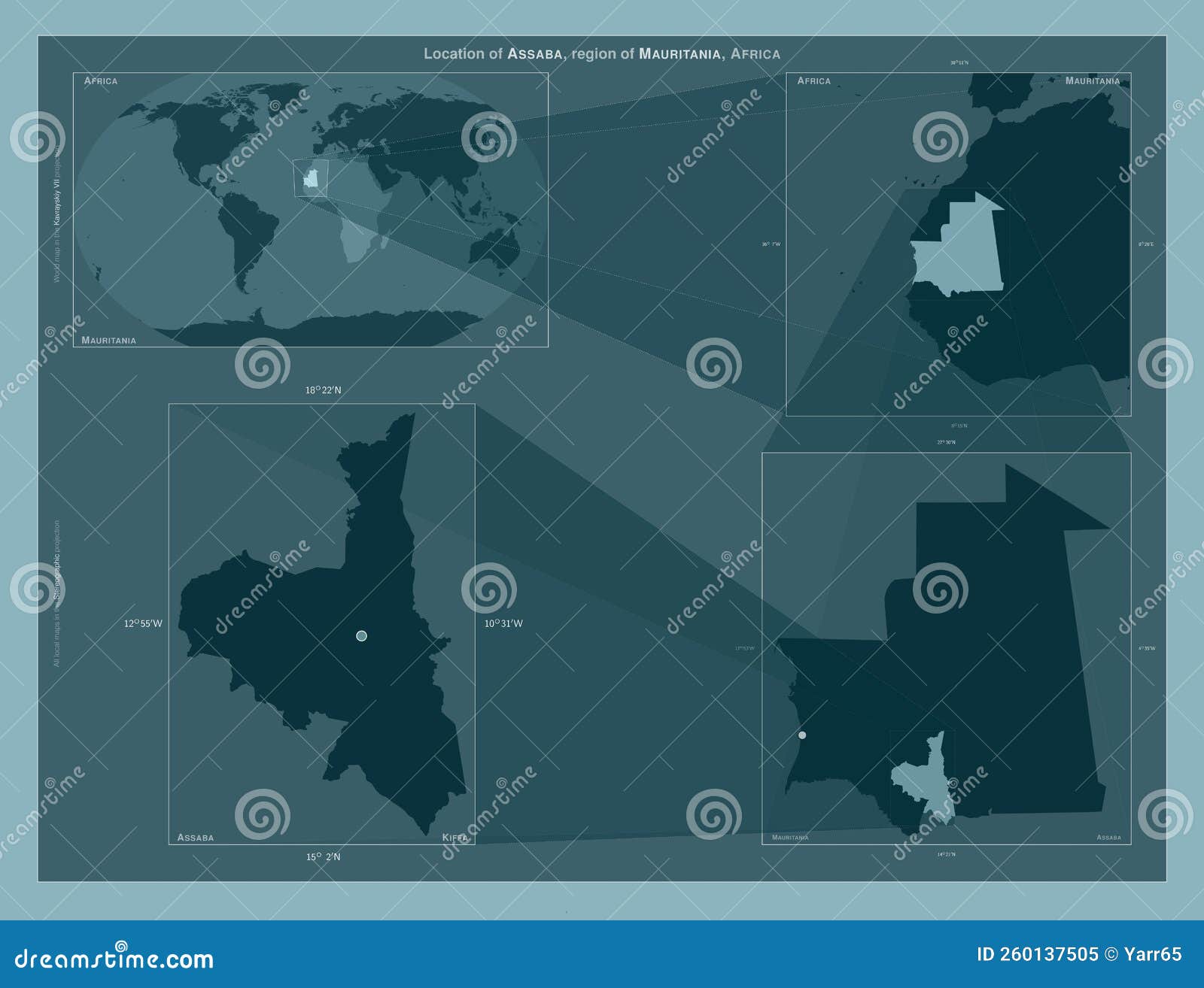 Assaba, Mauritania. Described Location Diagram Stock Illustration ...