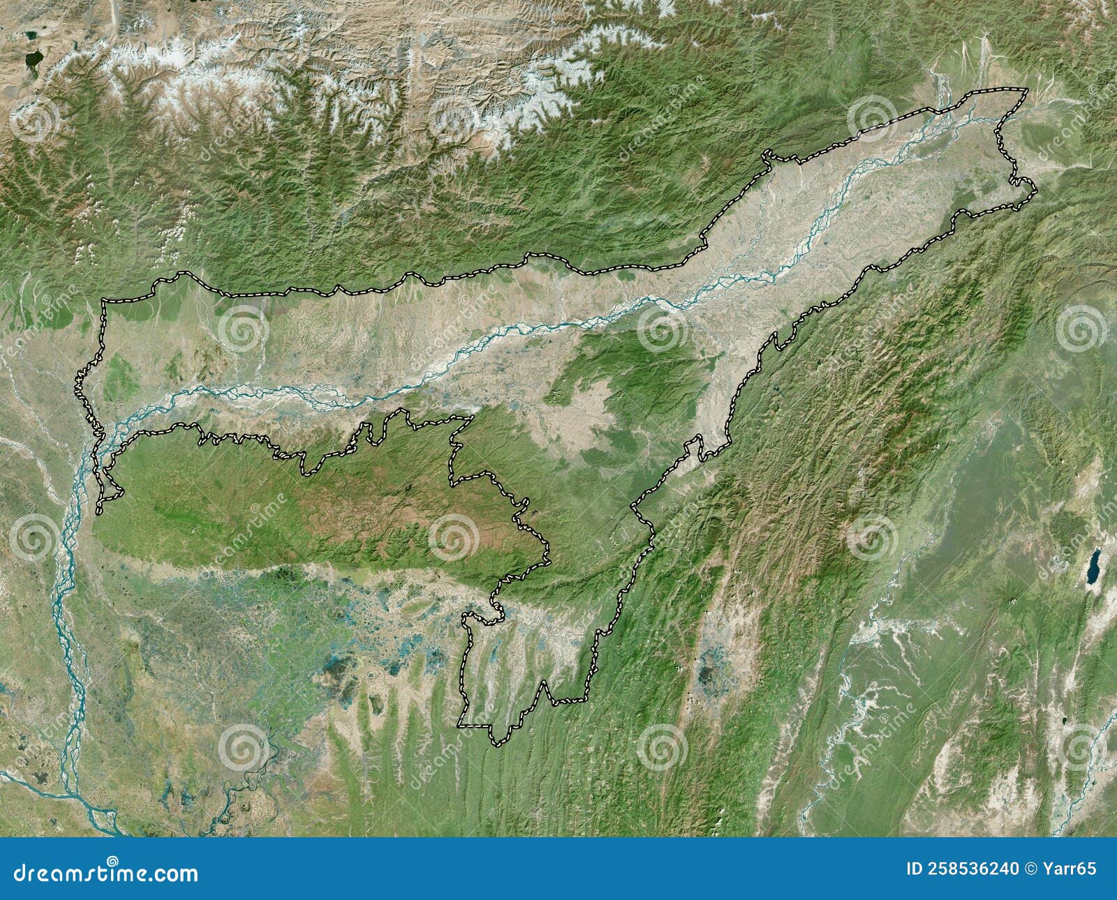 Assam, India. High-res Satellite. No Legend Stock Photo - Image of ...