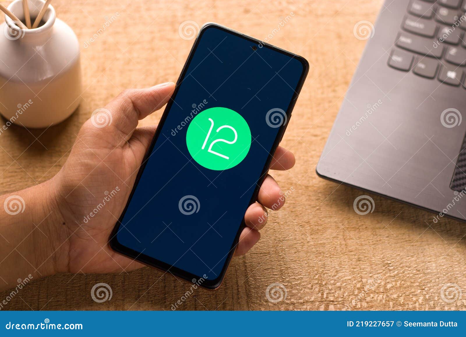 Assam, India - May 19, 2021 : Android 12 Logo on Phone Screen Stock ...