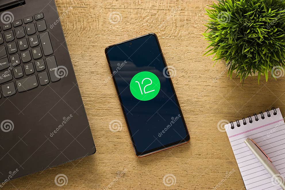 Assam, India - May 19, 2021 : Android 12 Logo on Phone Screen Stock ...
