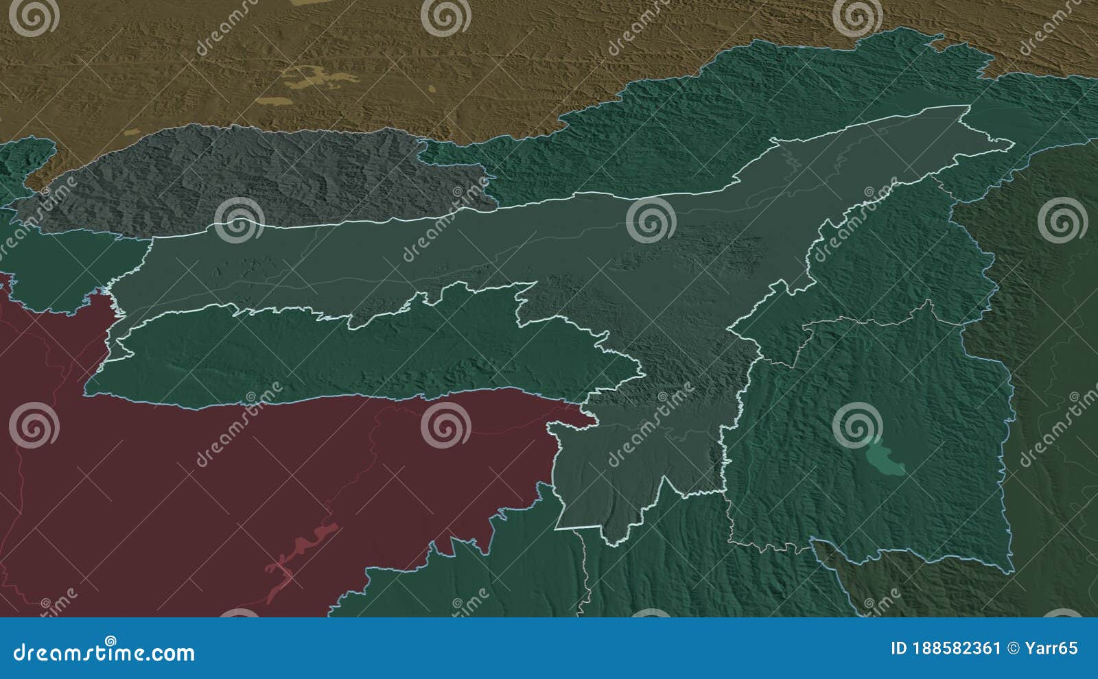 Assam, India - Outlined. Administrative Stock Illustration ...