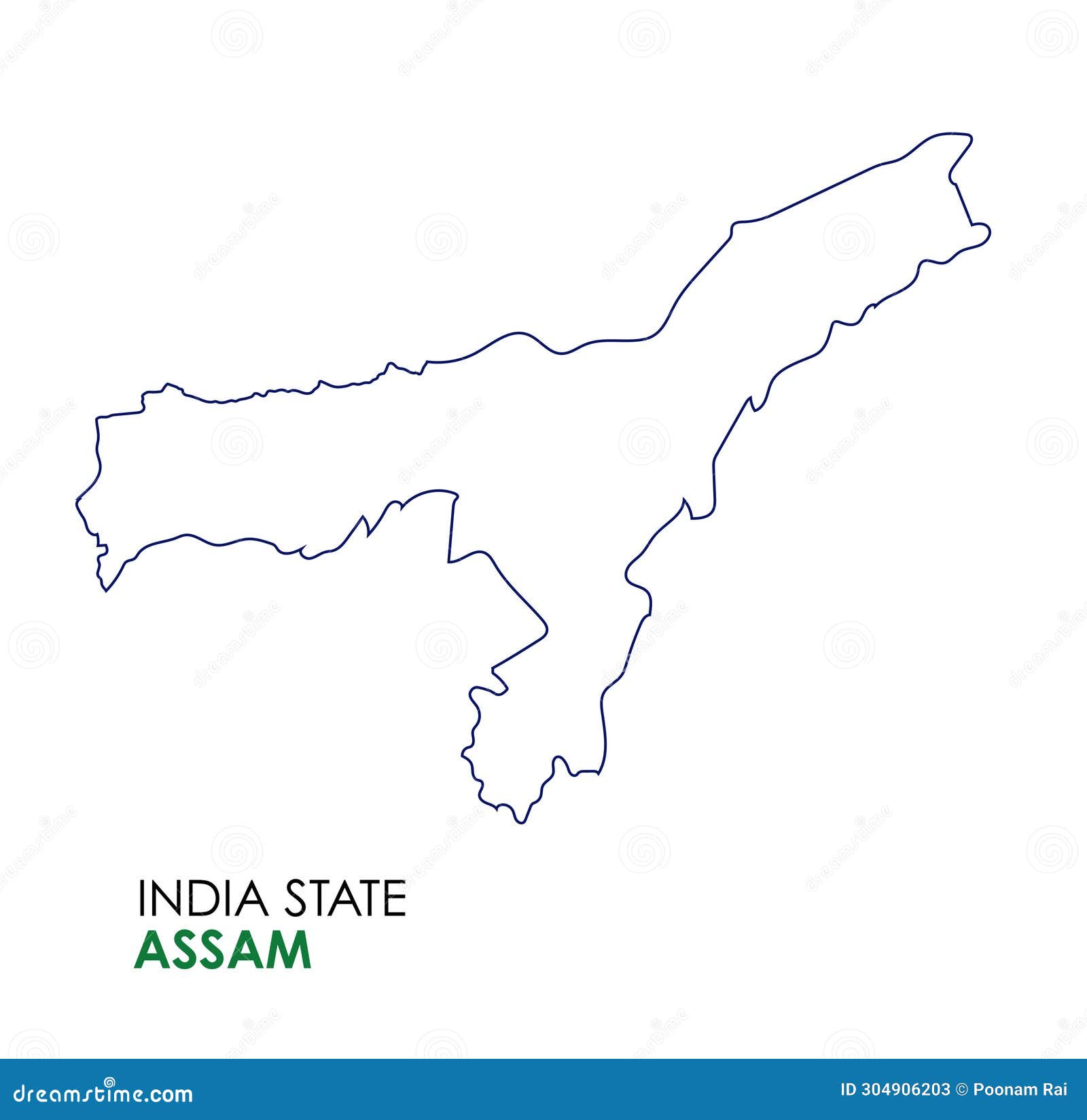 Assam Map of Indian State. Assam Map Vector Illustration Stock ...