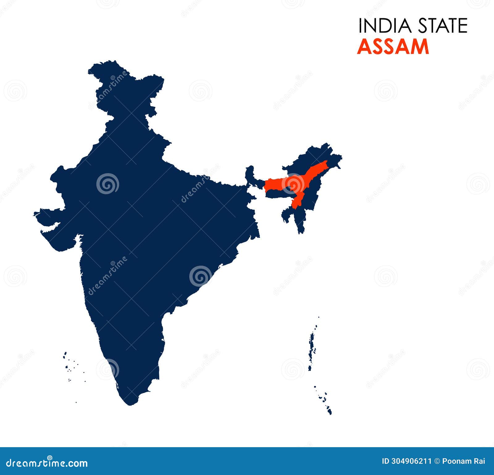 Assam Map of Indian State. Assam Map Vector Illustration Stock Vector ...