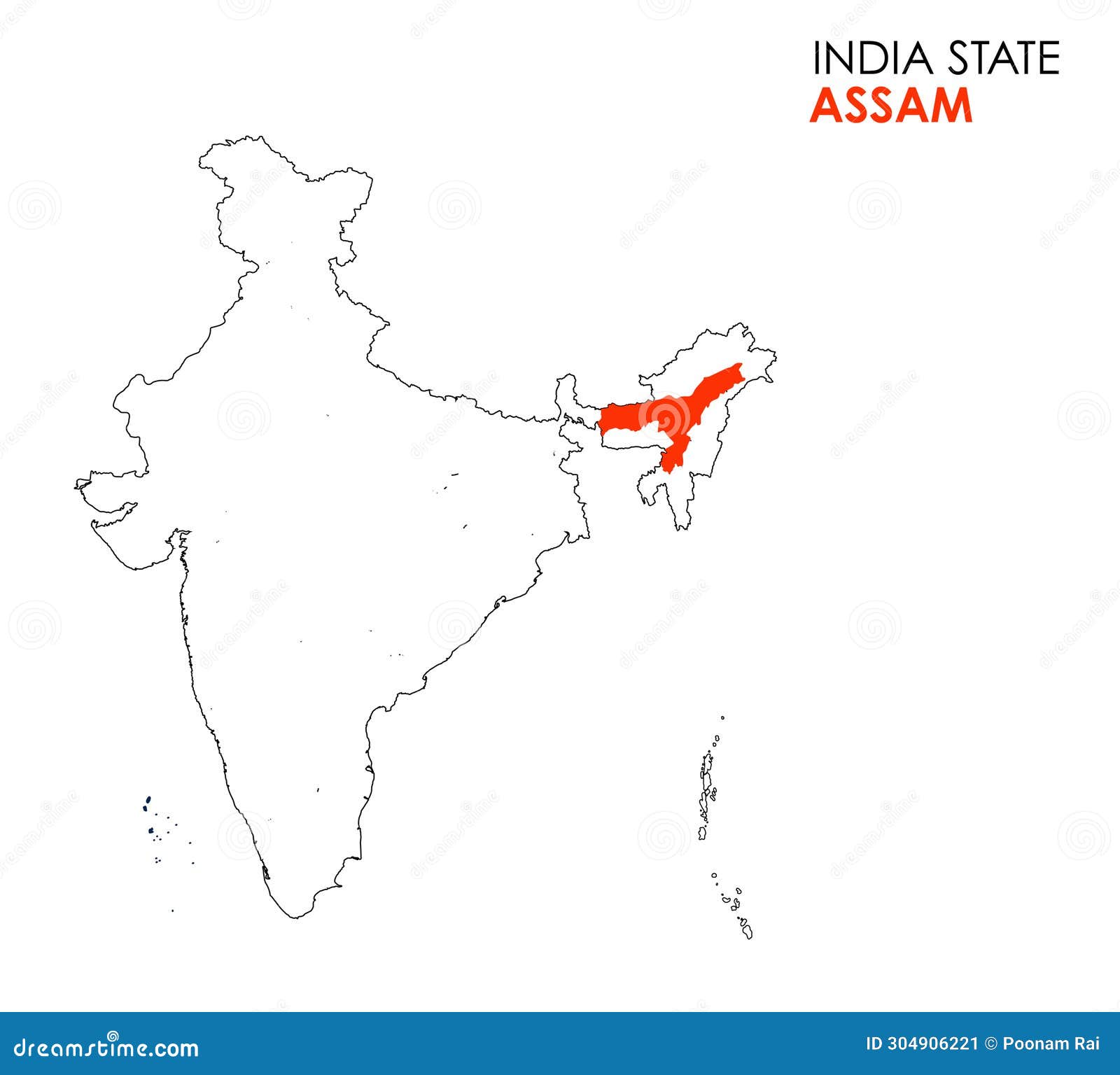 Assam Map of Indian State. Assam Map Vector Illustration Stock ...