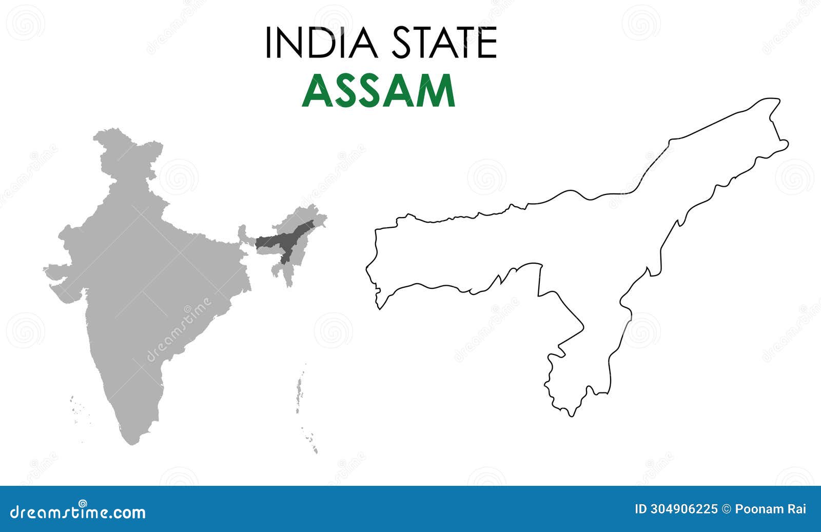 Assam Map of Indian State. Assam Map Vector Illustration Stock Vector ...