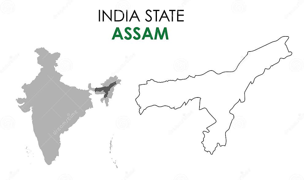 Assam Map of Indian State. Assam Map Vector Illustration Stock Vector ...