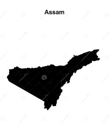 Assam outline map stock vector. Illustration of maps - 360433559