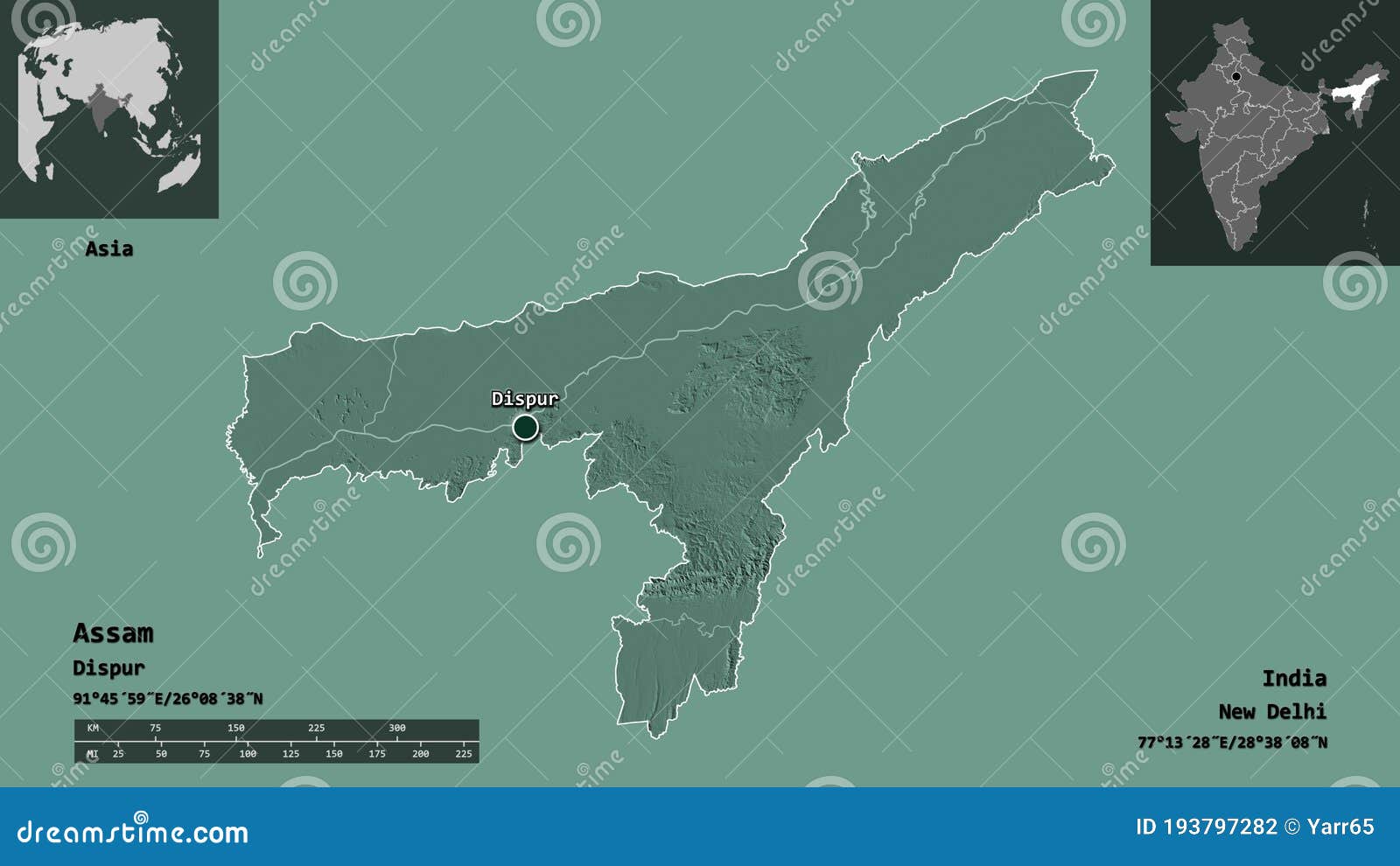 Assam, State of India,. Previews. Administrative Stock Illustration ...