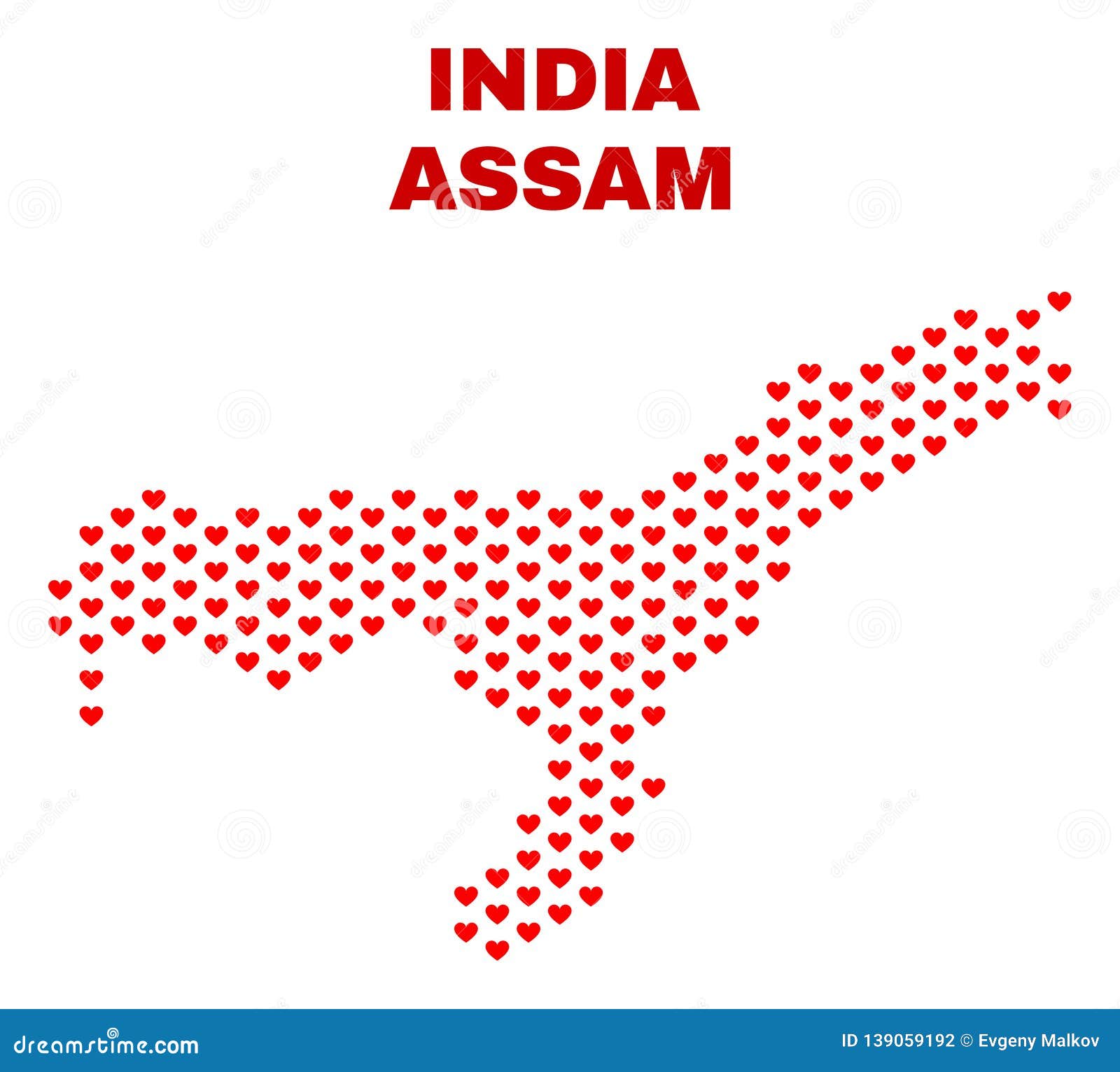 Assam State Map - Mosaic of Heart Hearts Stock Vector - Illustration of ...