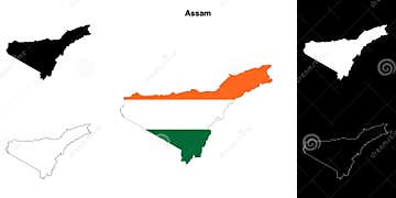 Assam outline map stock vector. Illustration of boundary - 323594191