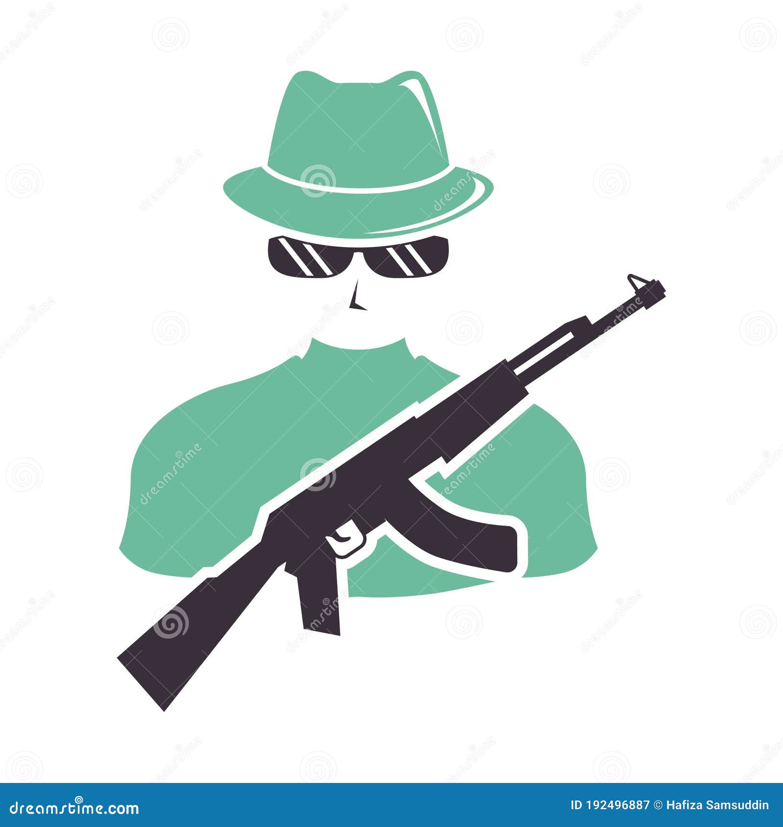 Assassin with Gun. Vector Illustration Decorative Design Stock Vector ...
