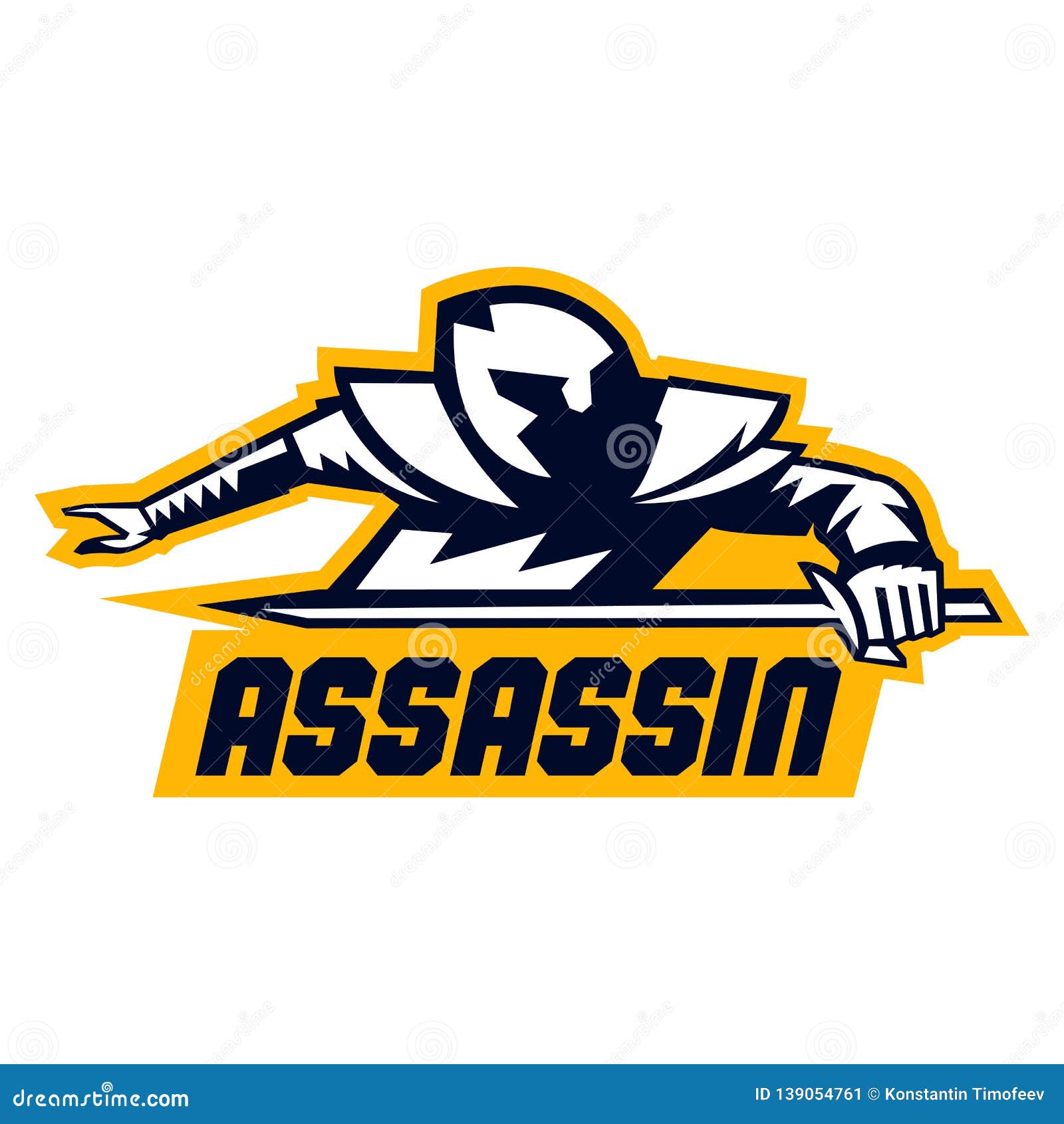 Assassin Logo Mascot Logo With Ninja Face Vector Illustration