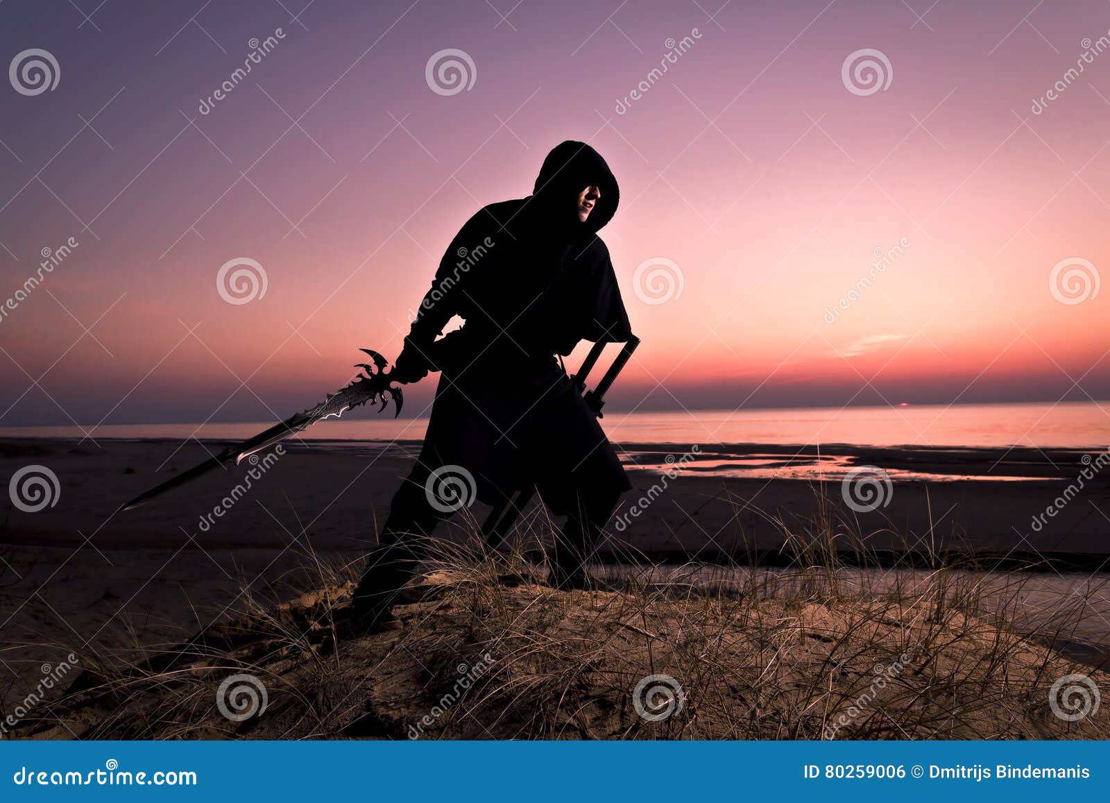 Assassin at the sea stock photo. Image of confident, knight - 80259006