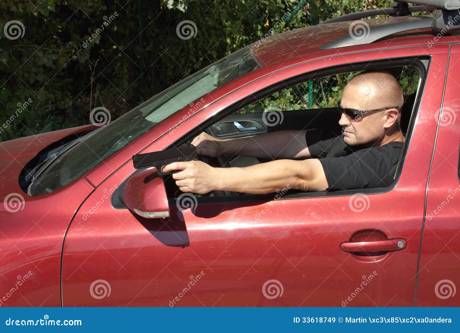 Assassin Shooting from a Moving Car Stock Image - Image of death ...