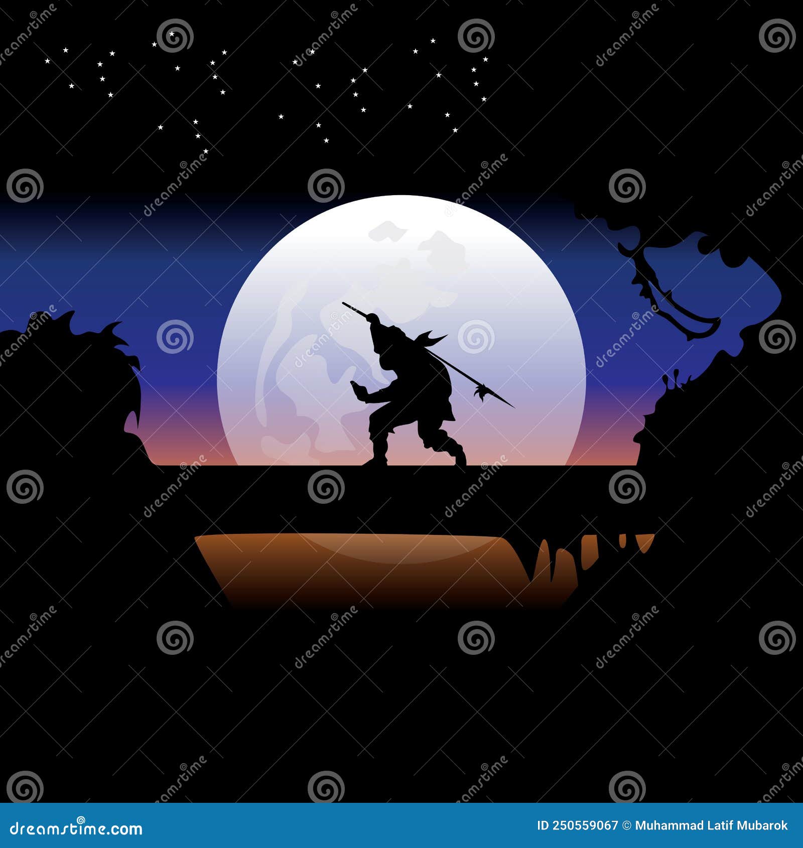 Assassin Training at Night on a Full Moon Stock Vector - Illustration ...