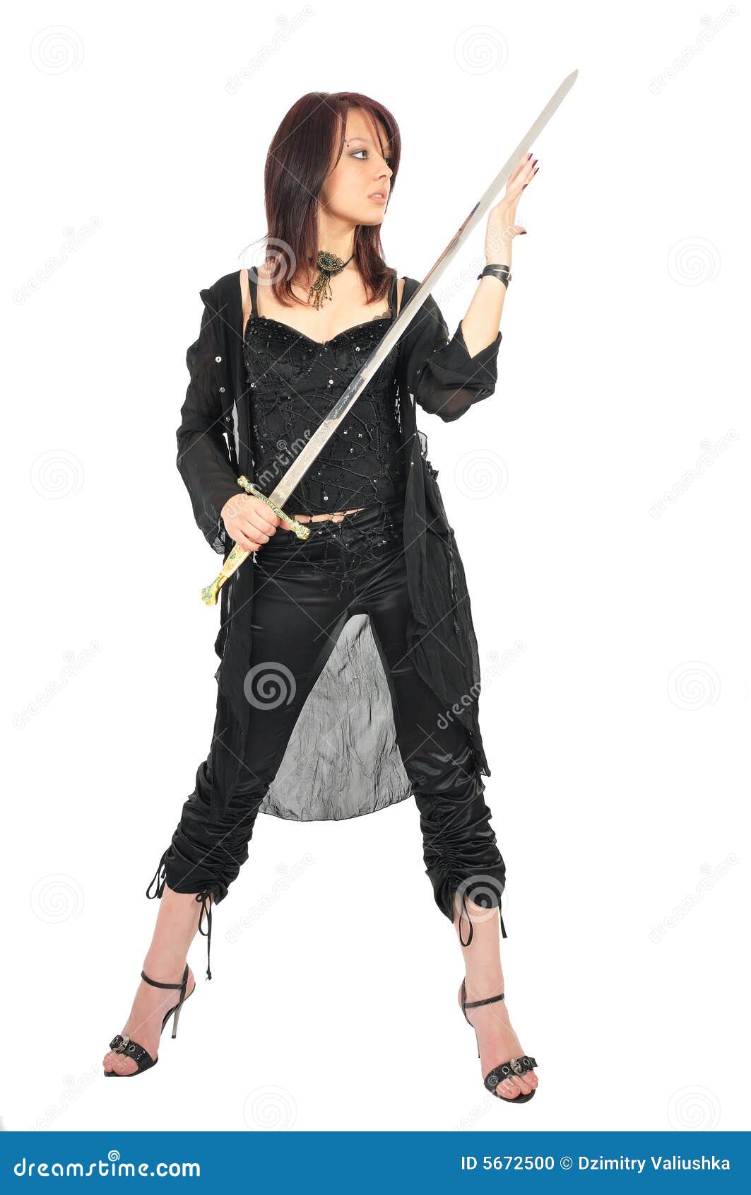 Assassin woman check sword stock photo. Image of attractive - 5672500