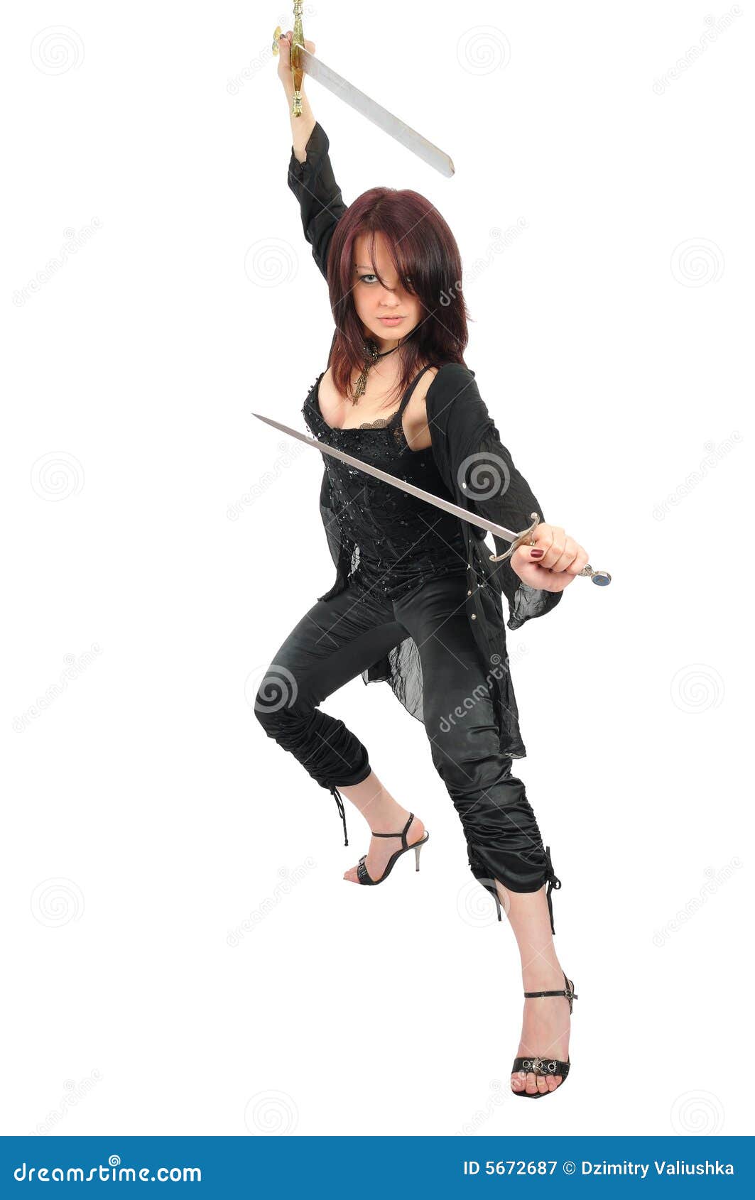 Assassin Woman with Two Swords Stock Image - Image of dangerous ...