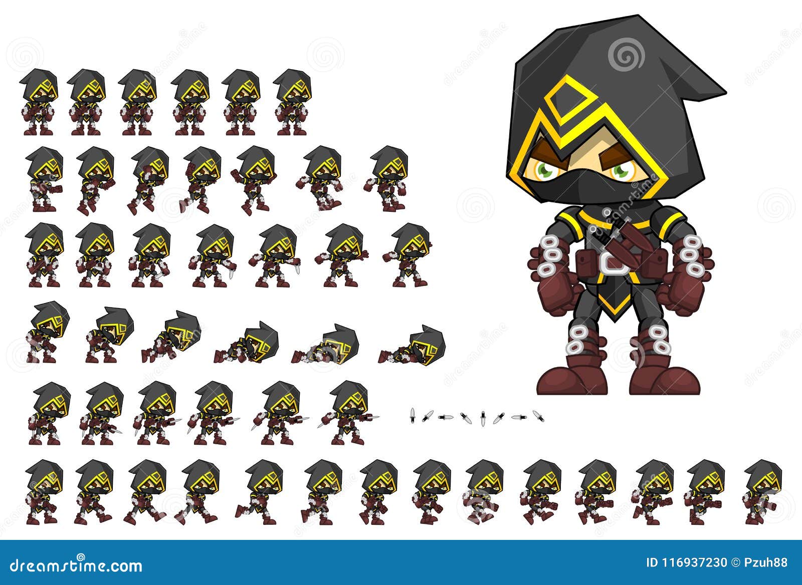 Assassino Animado Character Sprites Ilustração do Vetor - Ilustração de ...