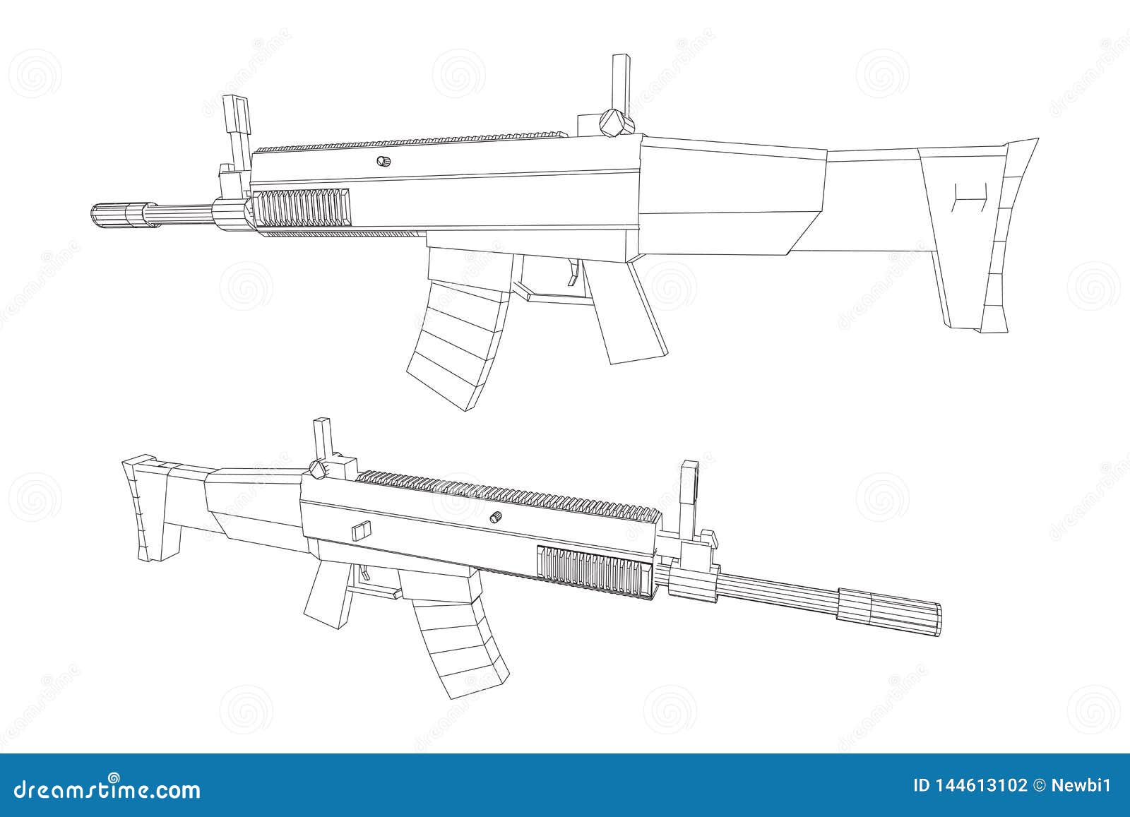 Assault Automatic Fire Rifle Stock Vector - Illustration of equipment ...