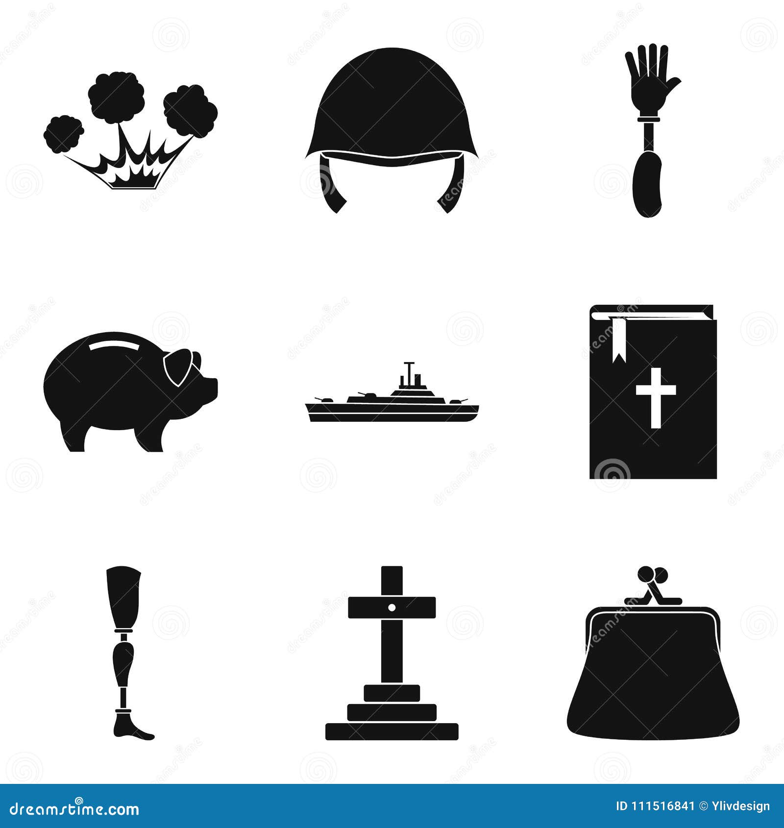 Assault Icons Set, Simple Style Stock Vector - Illustration of airplane ...