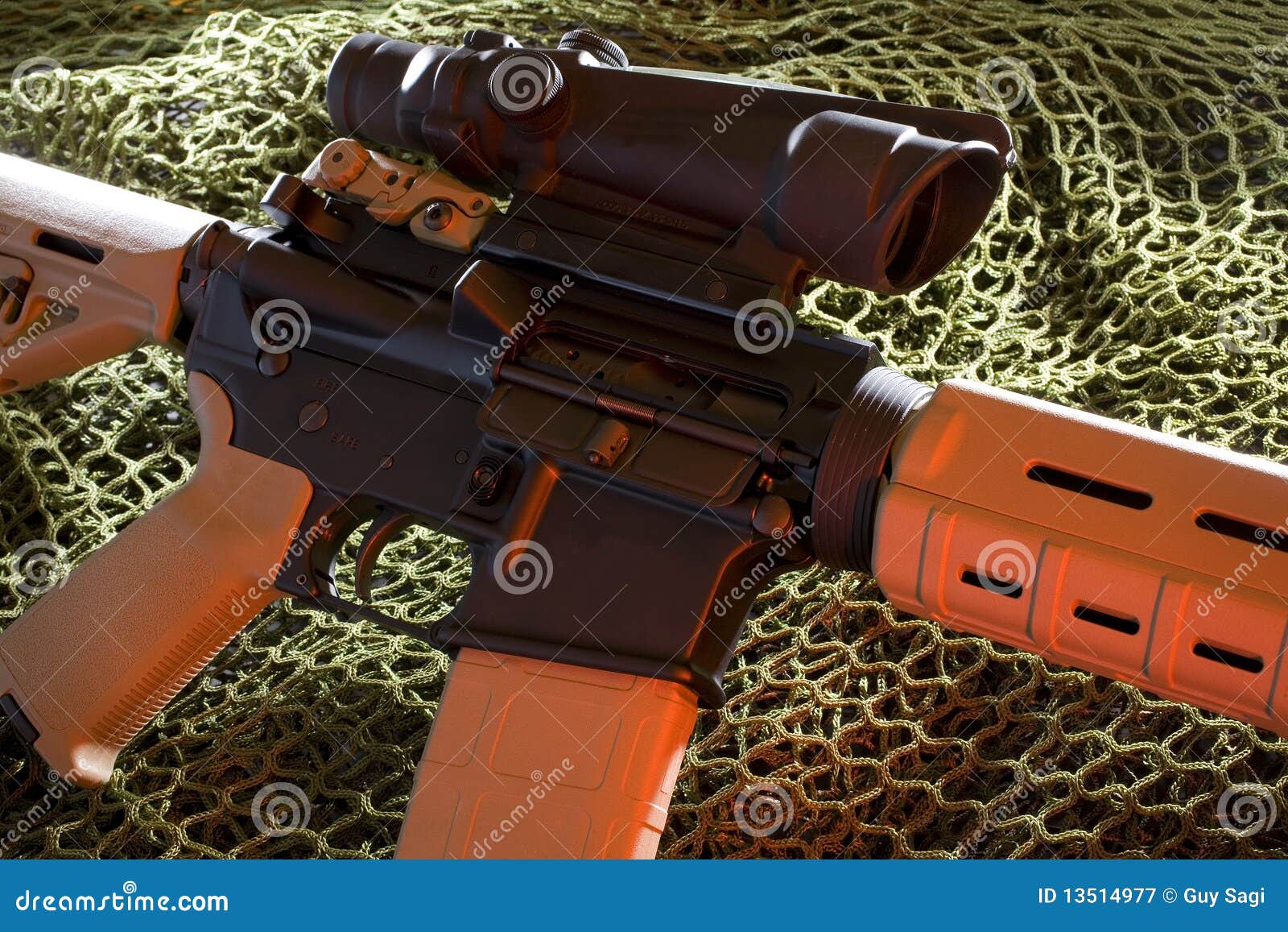 Assault rifle stock image. Image of carbine, riflescope - 13514977