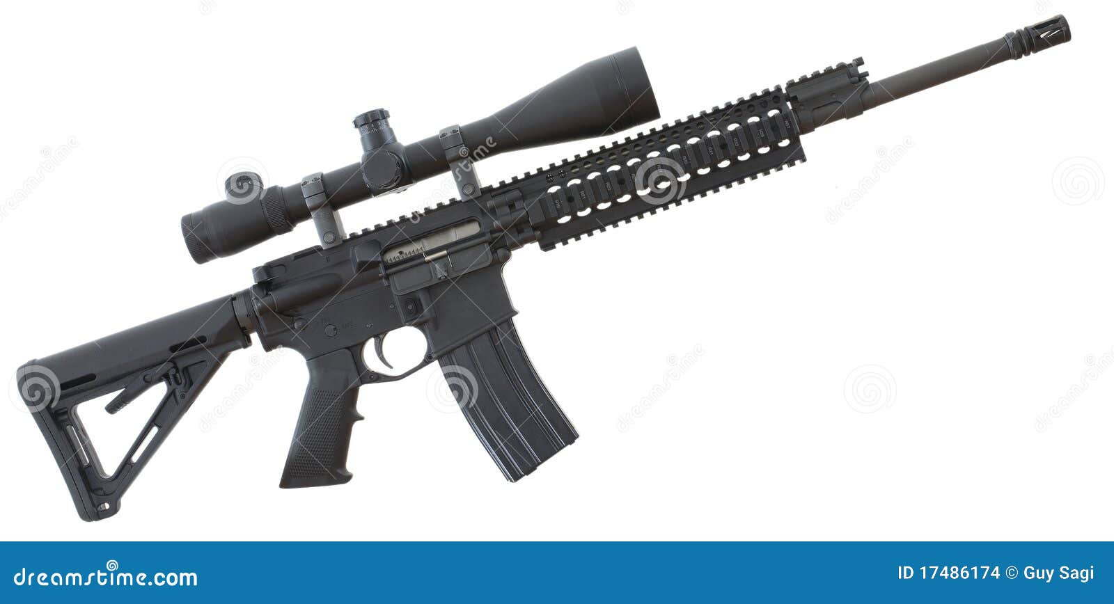 Assault rifle stock photo. Image of weapon, rifle, scope - 17486174