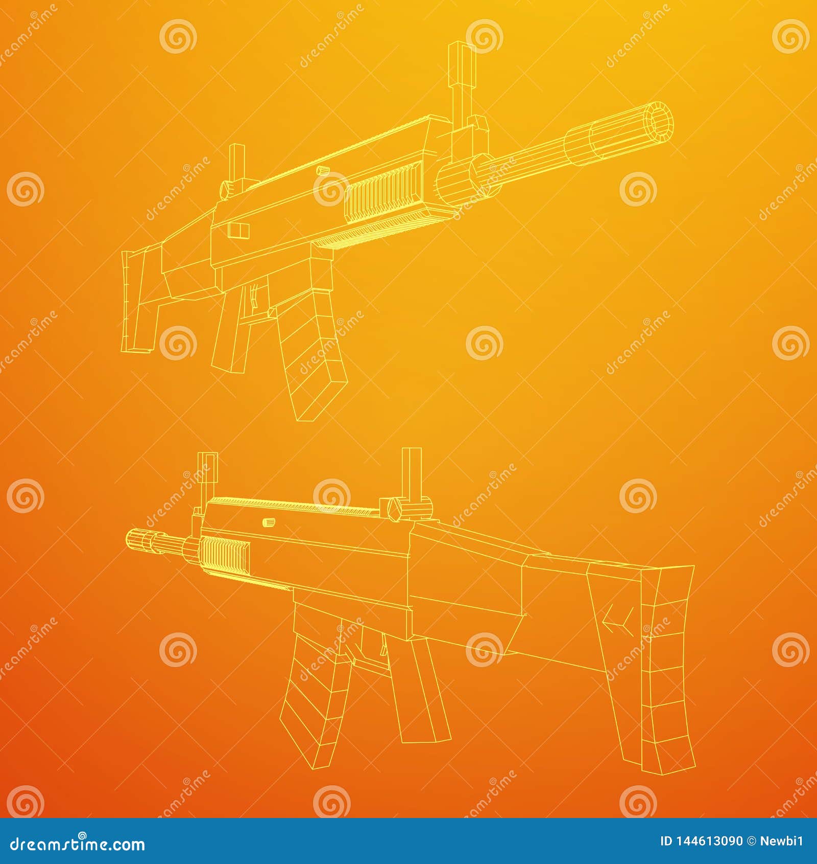 Assault Automatic Fire Rifle Stock Vector - Illustration of carbine ...