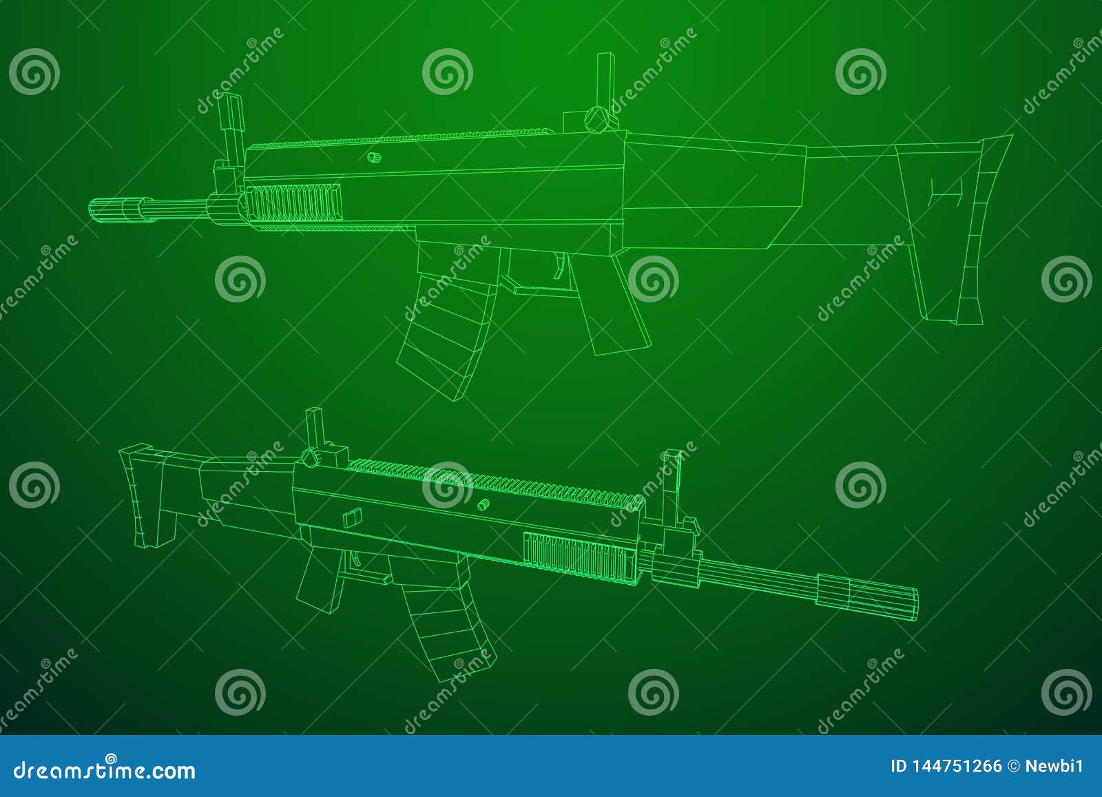 Assault Automatic Fire Rifle Stock Vector - Illustration of handgun ...