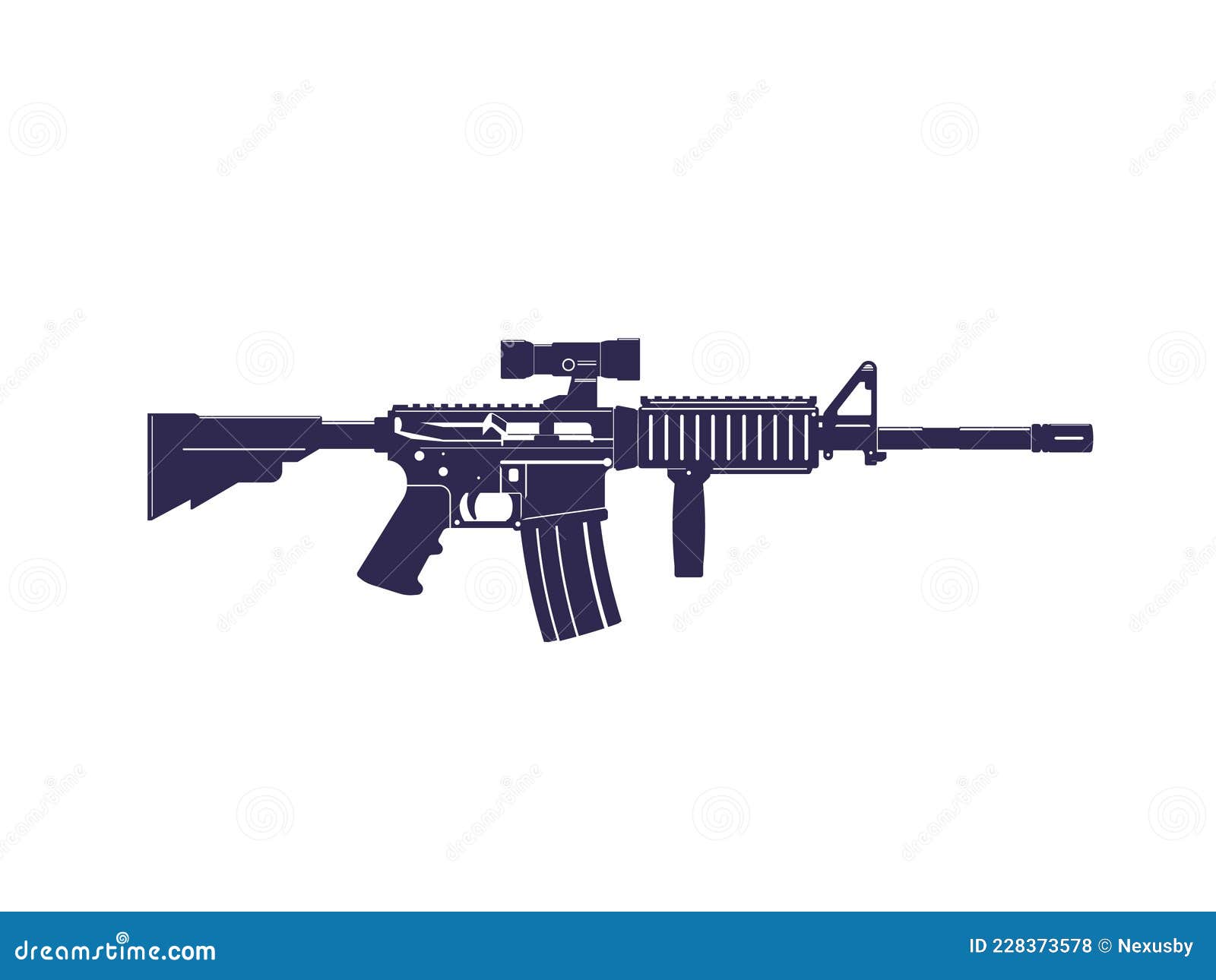Assault Rifle, Automatic Gun with Optical Scope Stock Vector ...