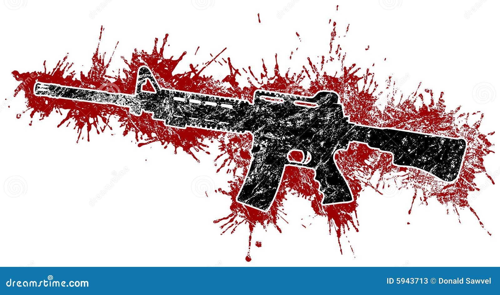 Assault Rifle and Blood Stains Stock Vector - Illustration of automatic ...