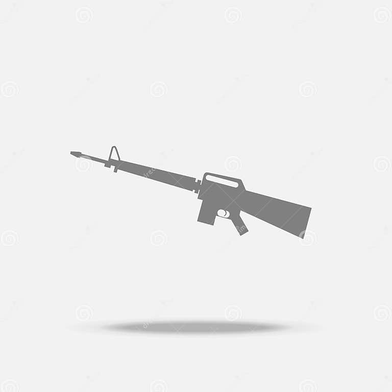 Assault Rifle Flat Icon Vector with Shadow Stock Vector - Illustration ...