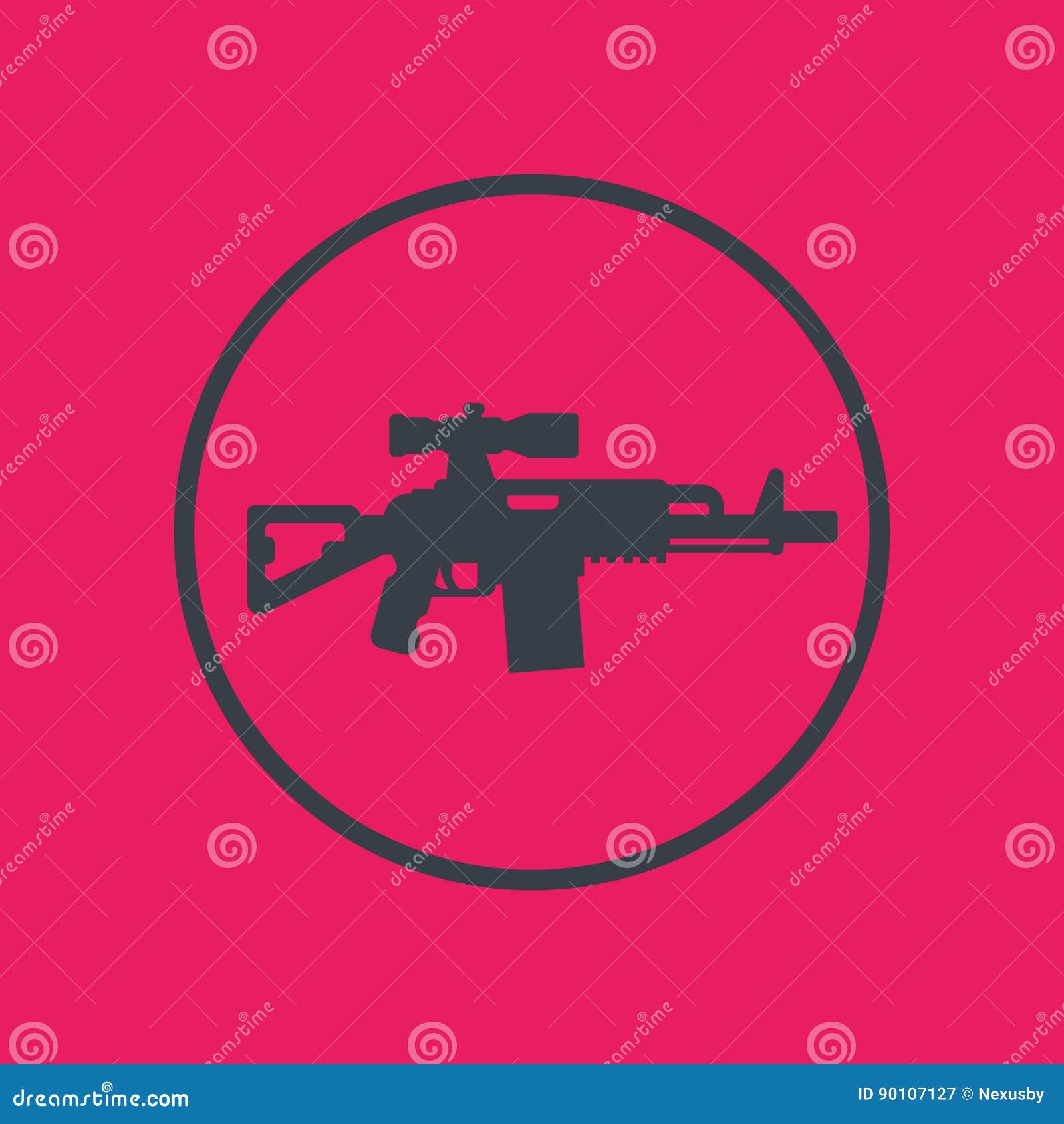 Assault Rifle Icon, Gun with Optical Sight Stock Vector - Illustration ...