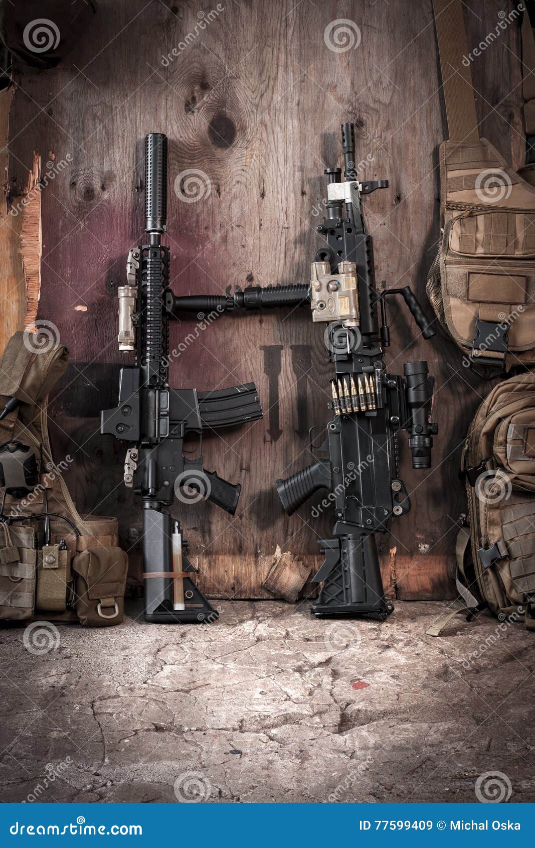 Assault Rifle and Machine Gun Stock Image - Image of shelter, equipment ...
