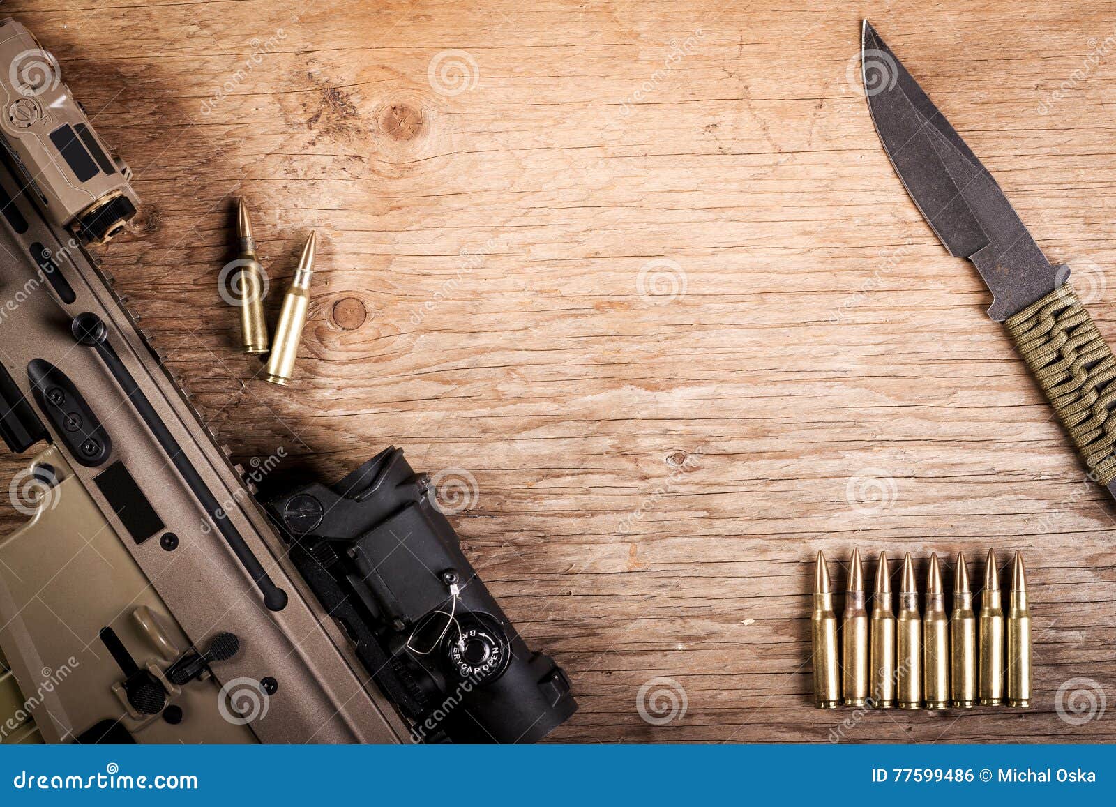 Assault Rifle, a Map on the Table Stock Photo - Image of rifle ...