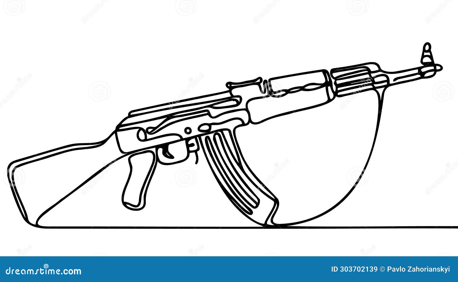 Assault Rifle One Line Continuous Drawing. Various Modern Weapons ...