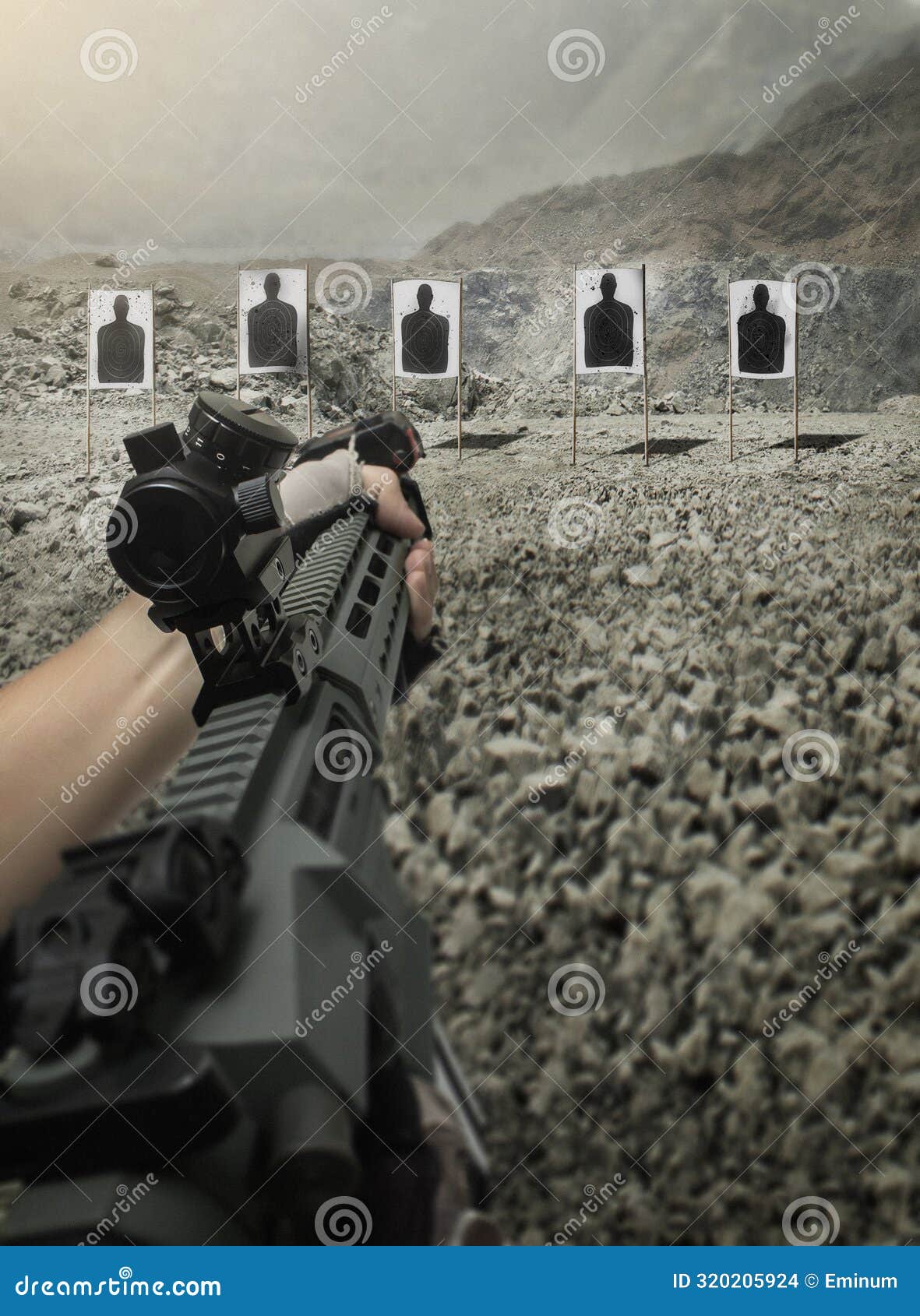 Assault Rifle Red Dot Target View Stock Photo - Image of bullseye ...