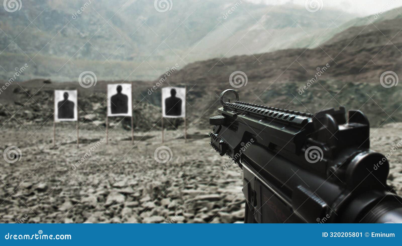 Assault Rifle Red Dot Target View Stock Image - Image of optic ...