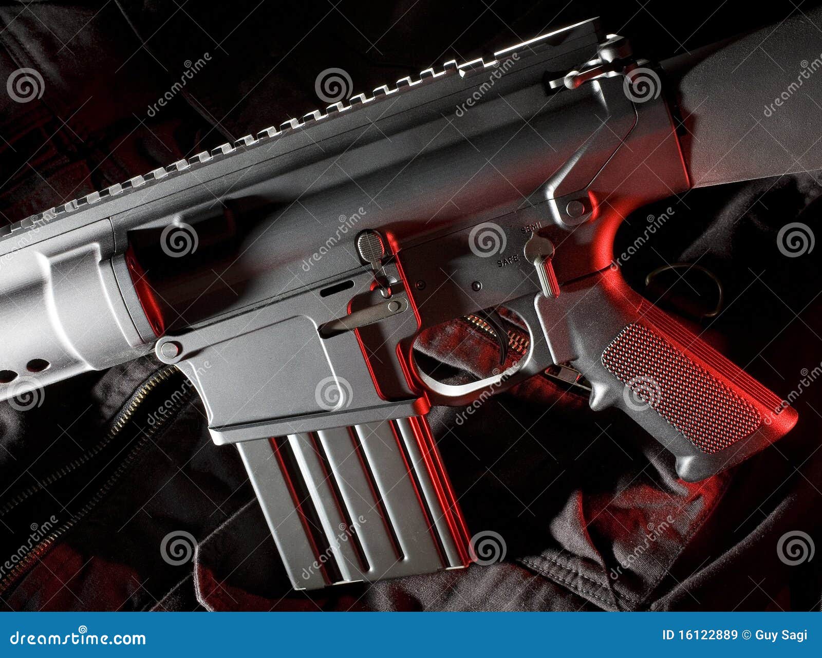 Assault Rifle with Red Gels Stock Image - Image of weapon, assault ...