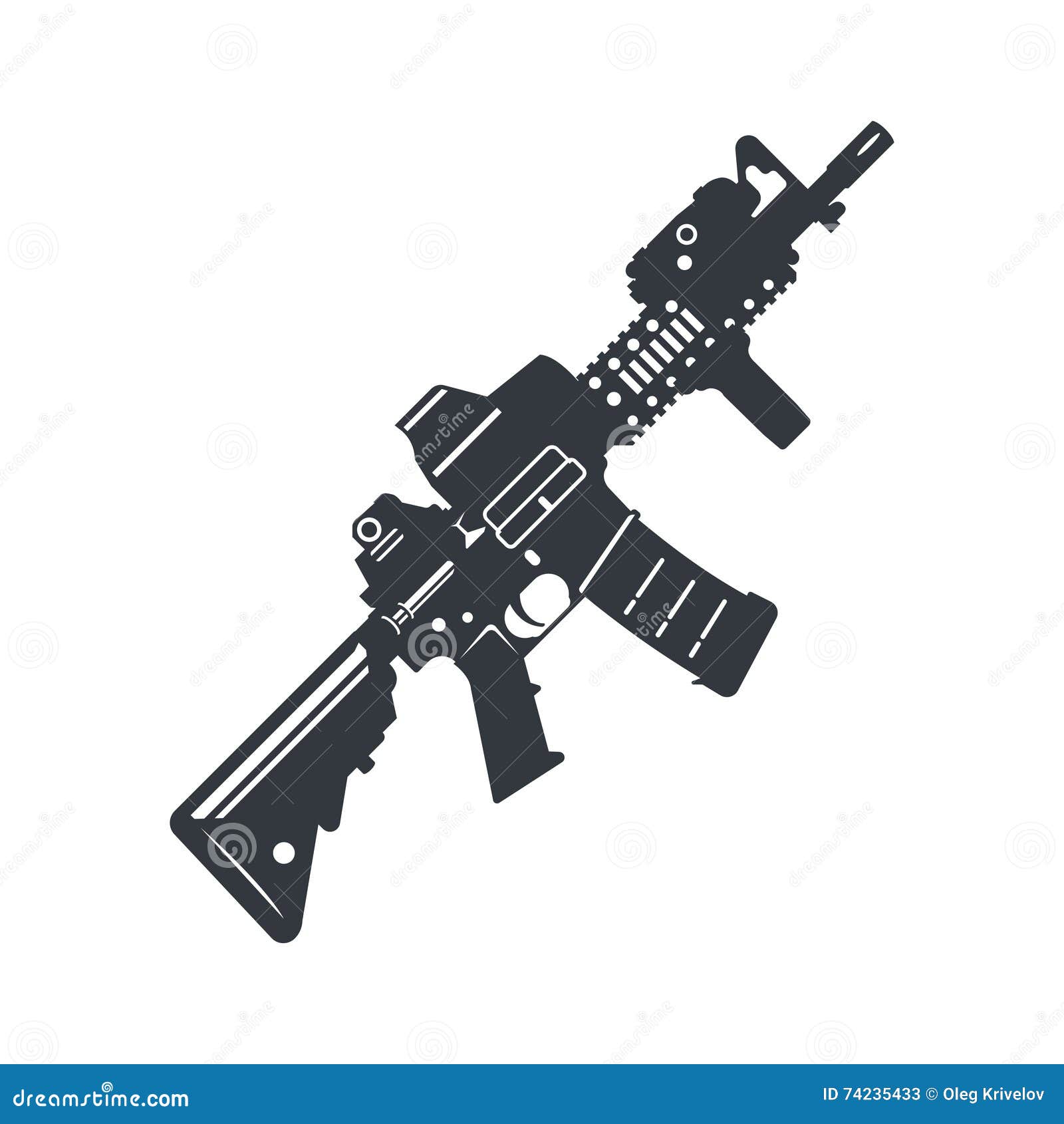 Rifle Vector Silhouette Isolated On White Background. Tactical Assault ...