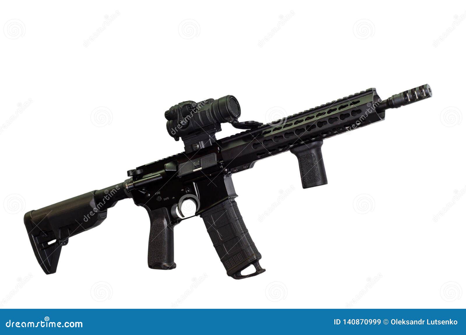 Assault Rifle White Background Stock Image - Image of close, ar15 ...