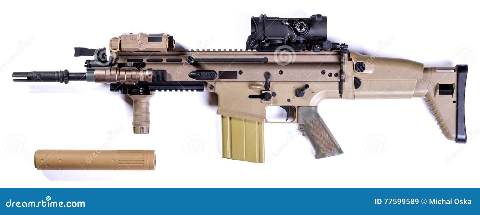 Assault Rifle on a White Background Stock Image - Image of power, rifle ...