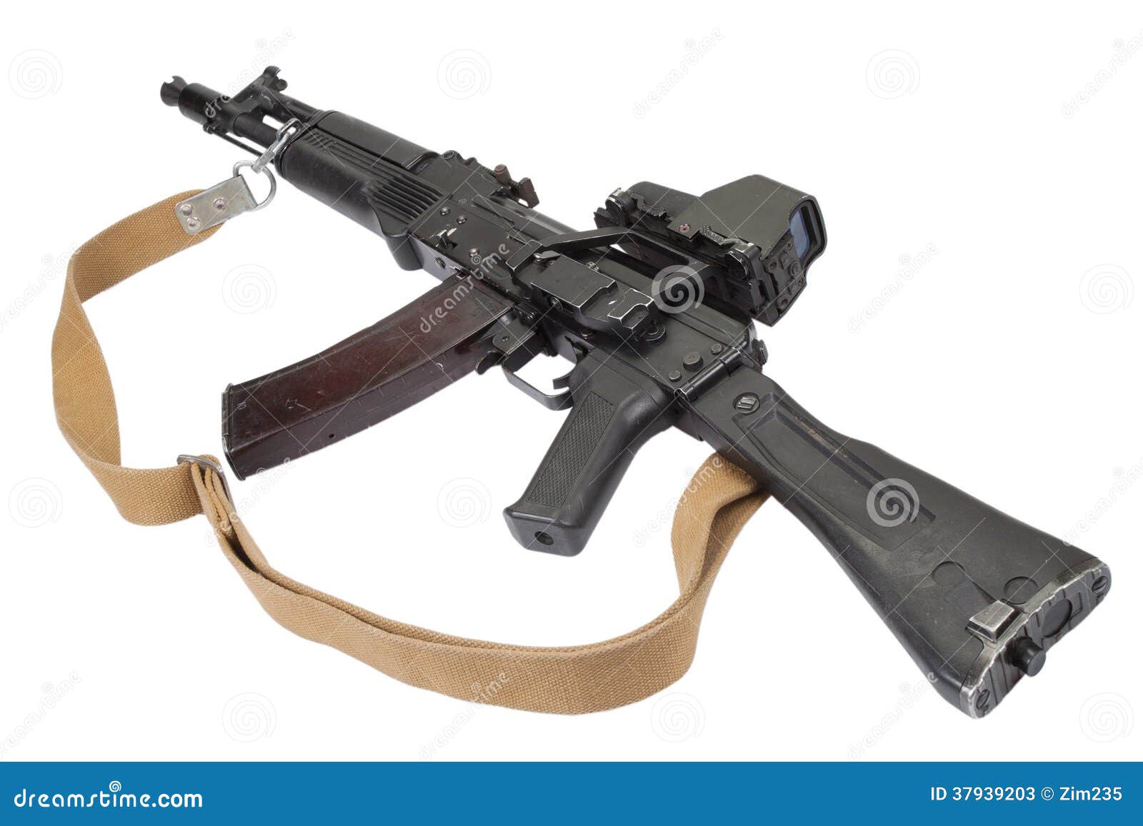 Assault rifle on white stock image. Image of silencer - 37939203