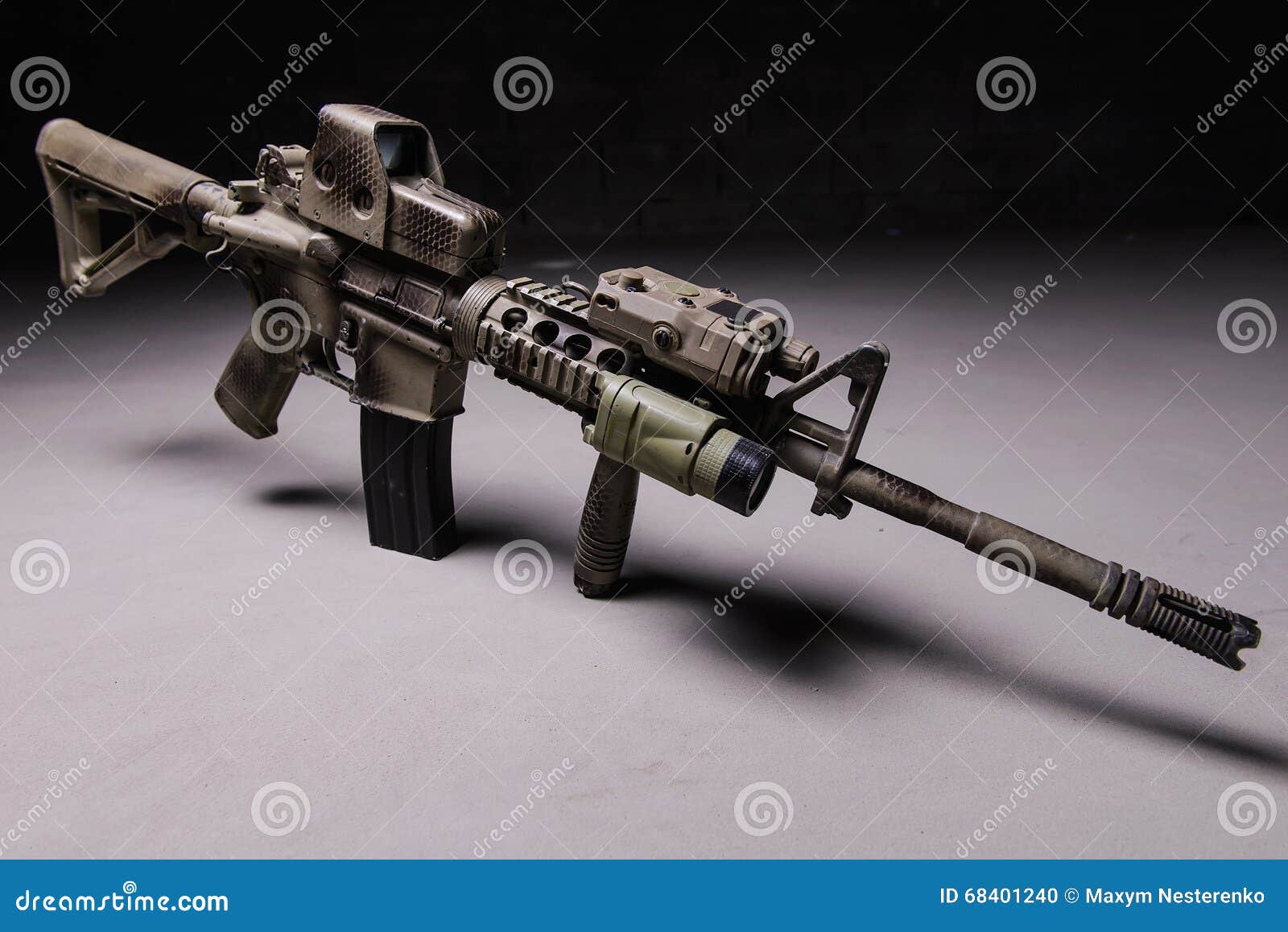 Assault rifre stock photo. Image of guns, weapon, silencer - 68401240