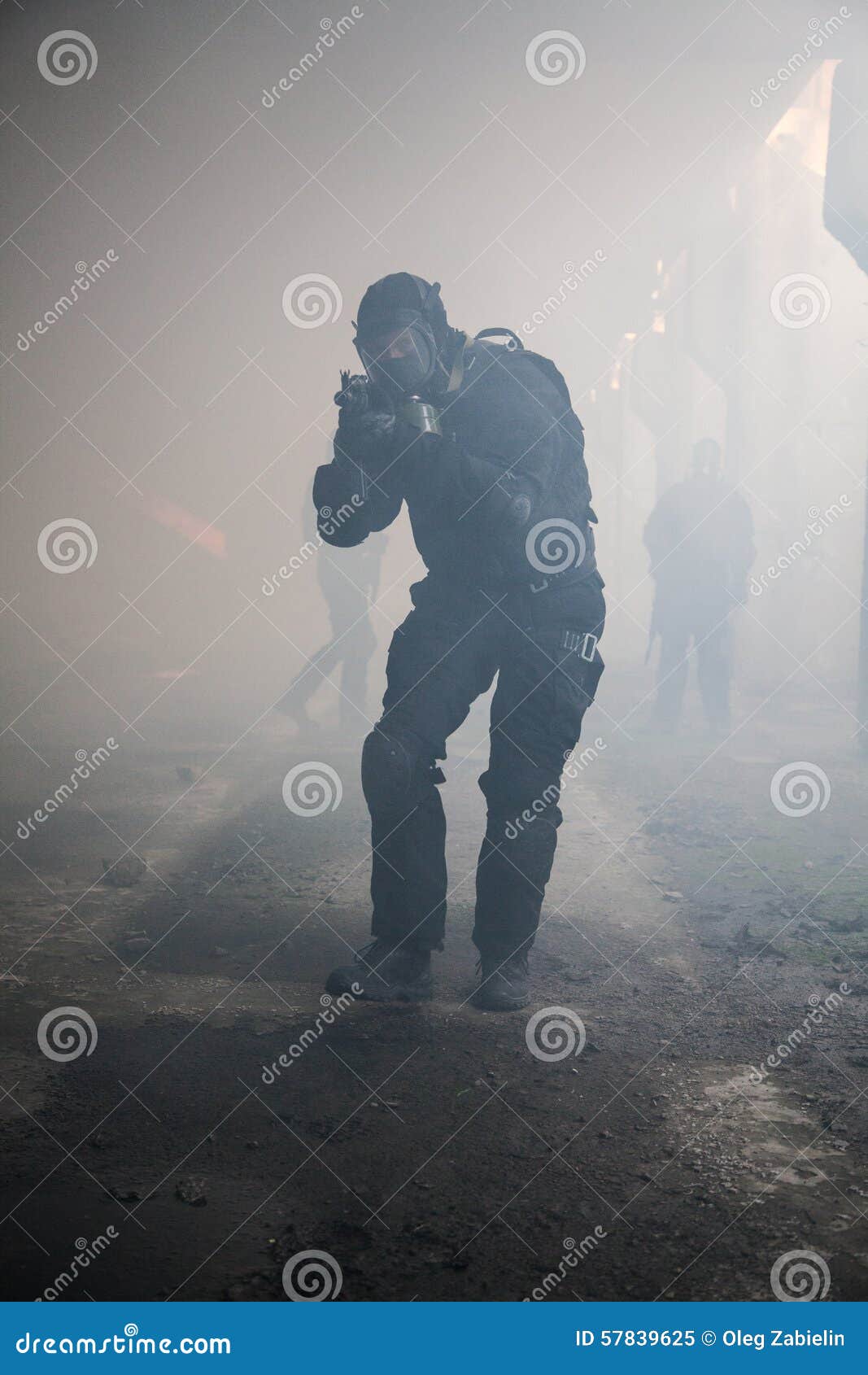 Assault in the smoke stock image. Image of assault, forces - 57839625