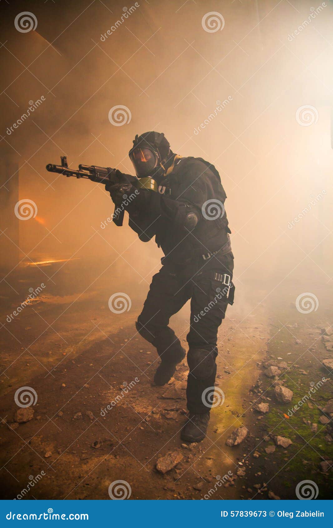 Assault in the smoke stock image. Image of enforcement - 57839673