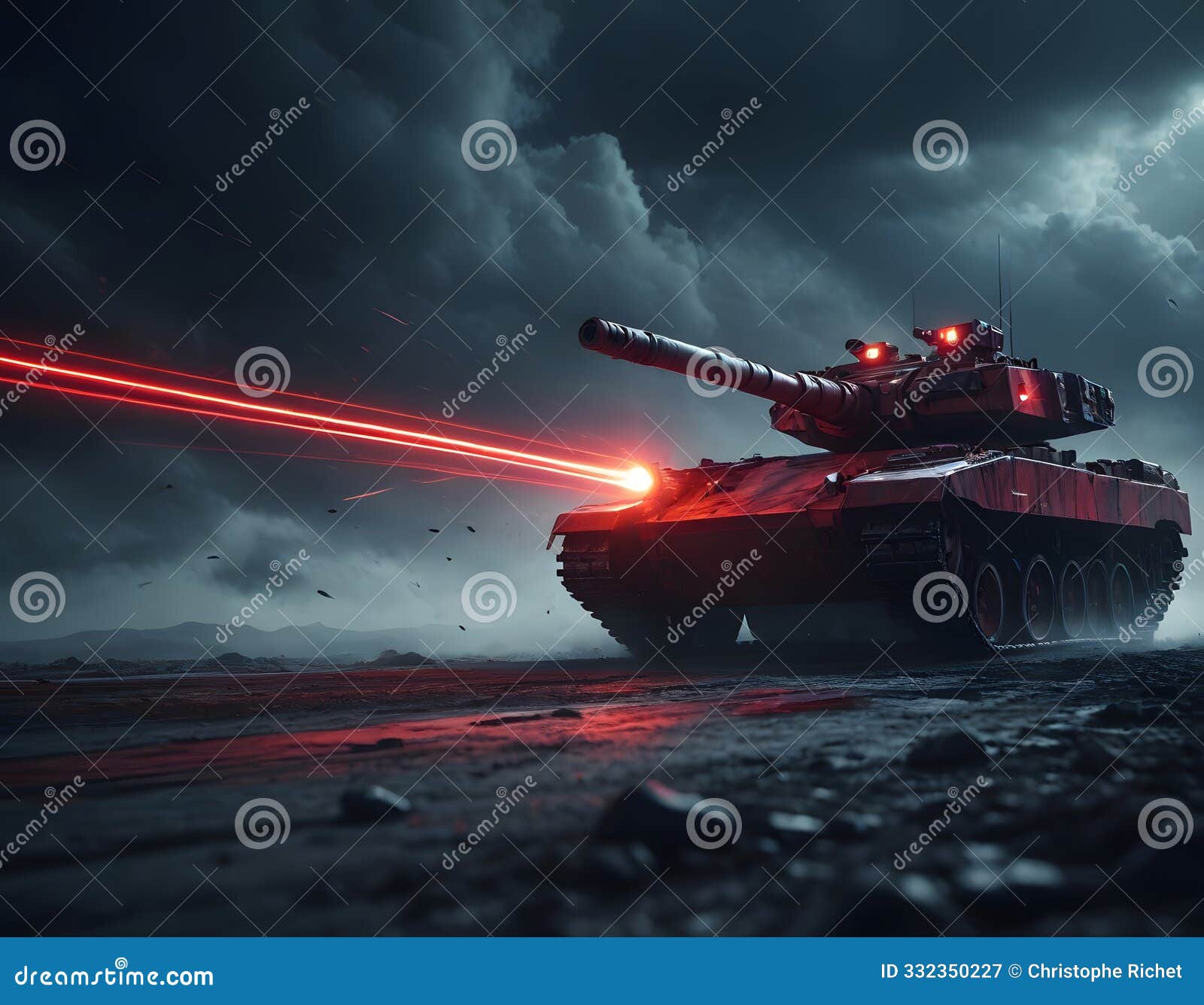 Assault Tank Armed with a Red Laser Beam. Stock Illustration ...