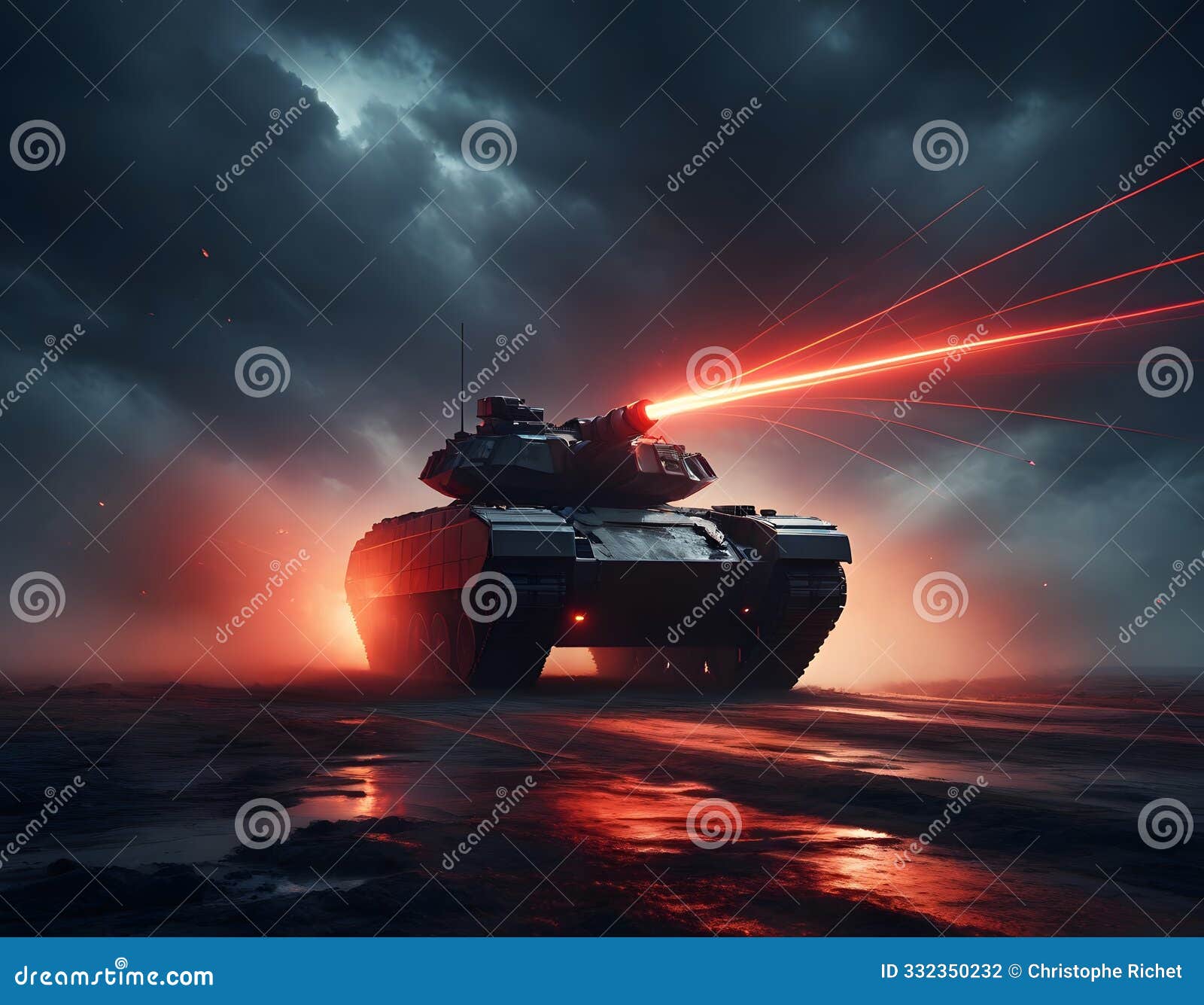 Assault Tank Armed with a Red Laser Beam. Stock Illustration ...