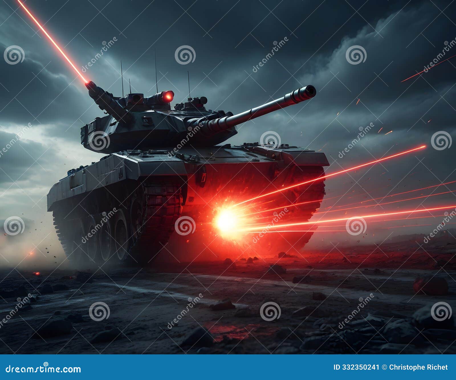 Assault Tank Armed with a Red Laser Beam. Stock Illustration ...